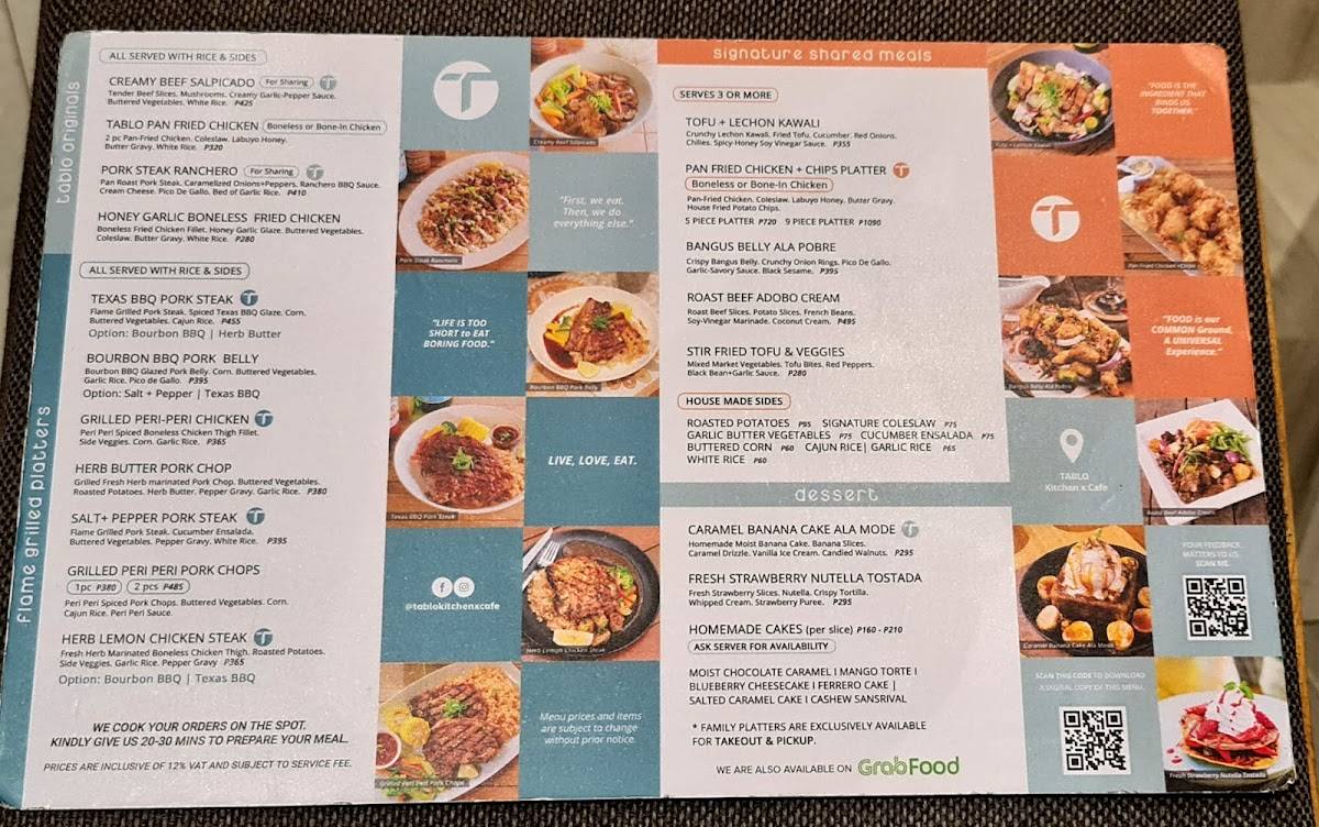 Menu at Tablo Kitchen x Cafe - BF Homes, Parañaque City, Parañaque