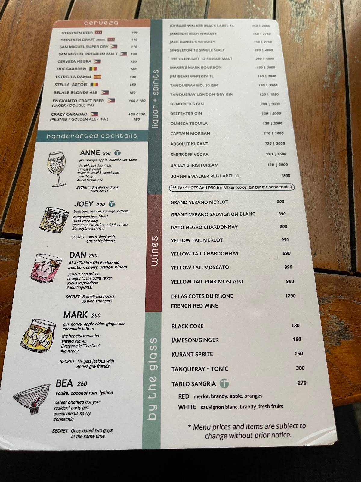 Menu at Tablo Kitchen x Cafe - BF Homes, Parañaque City, Parañaque