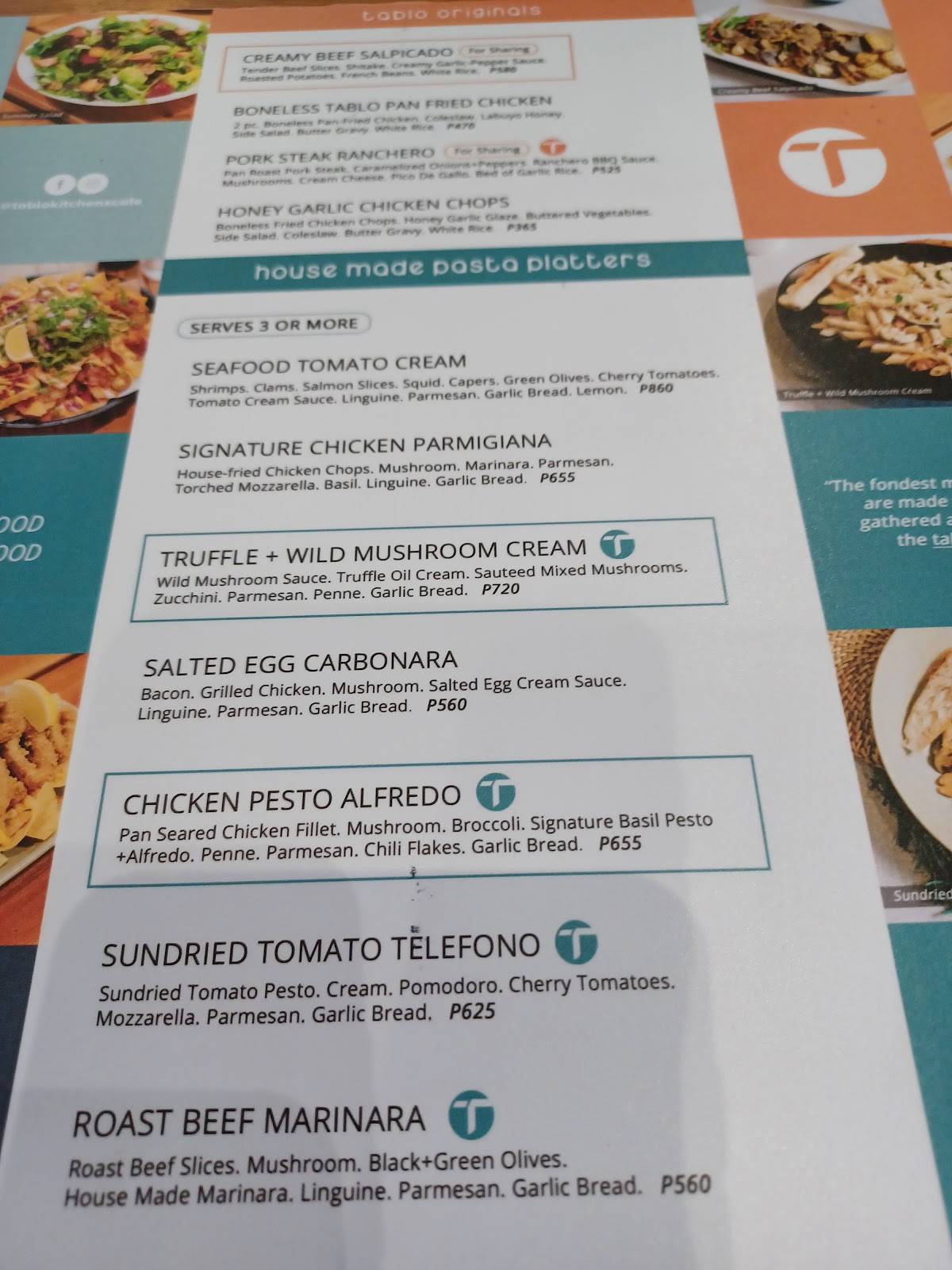Menu at Tablo Kitchen x Cafe - BF Homes, Parañaque City, Parañaque