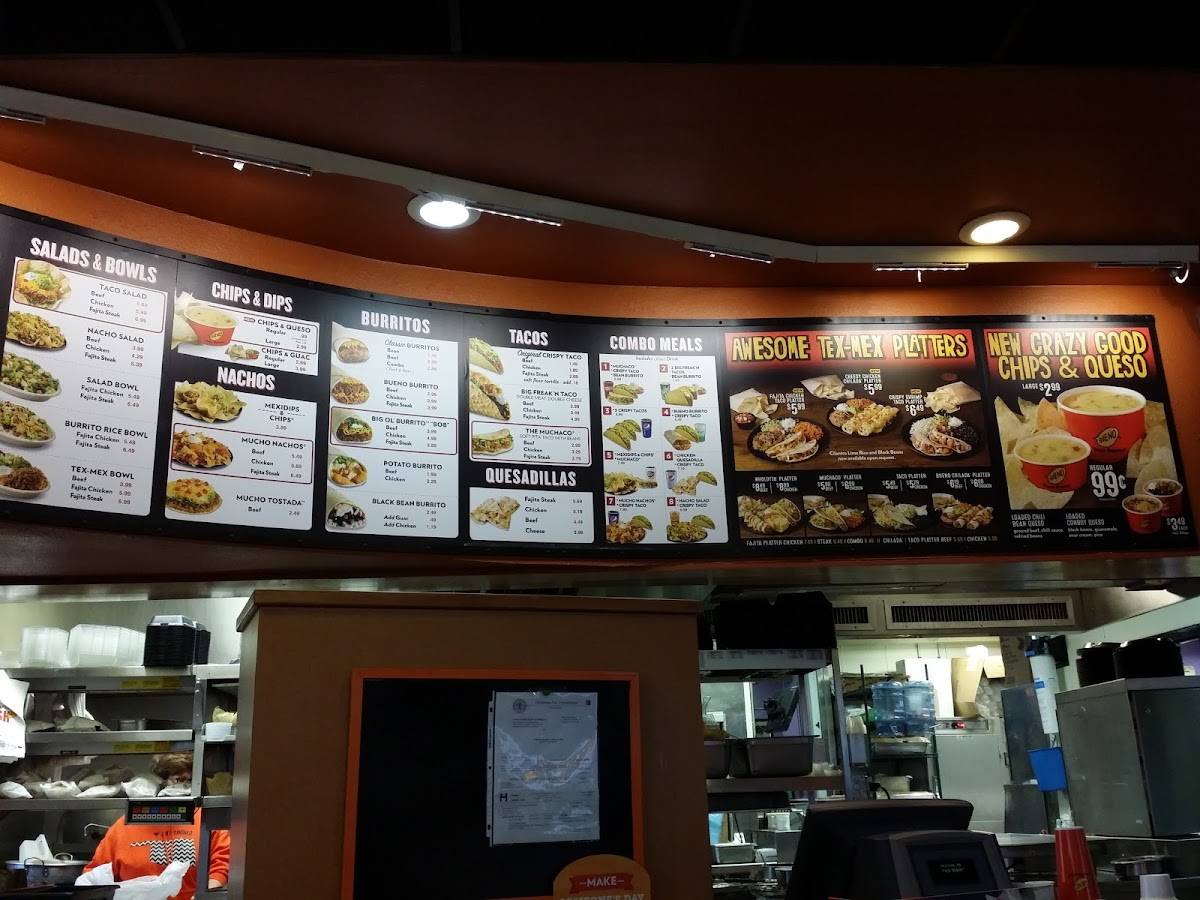 Menu at Taco Bueno restaurant, Stillwater