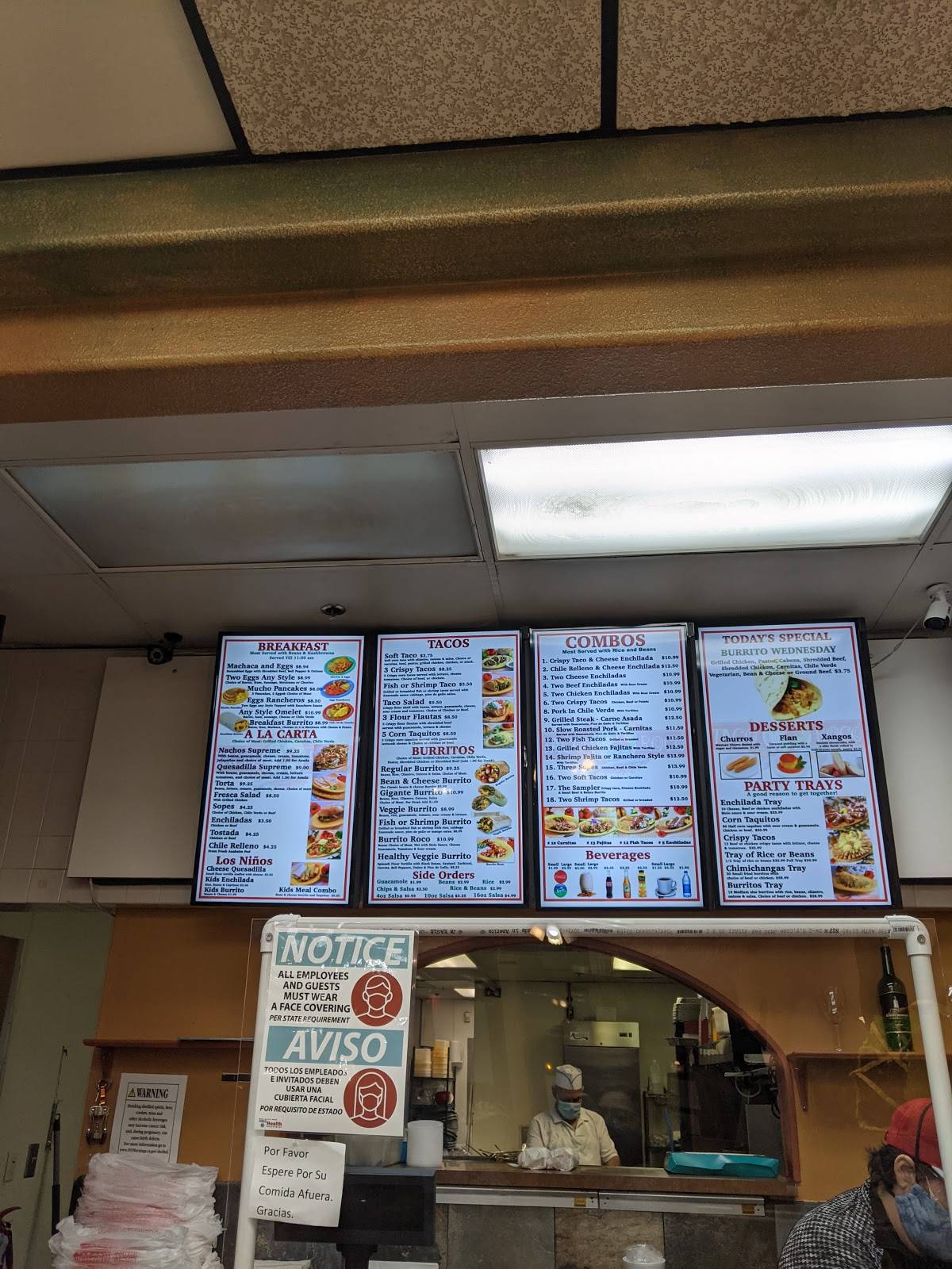 Menu at Taco Roco restaurant, Solvang