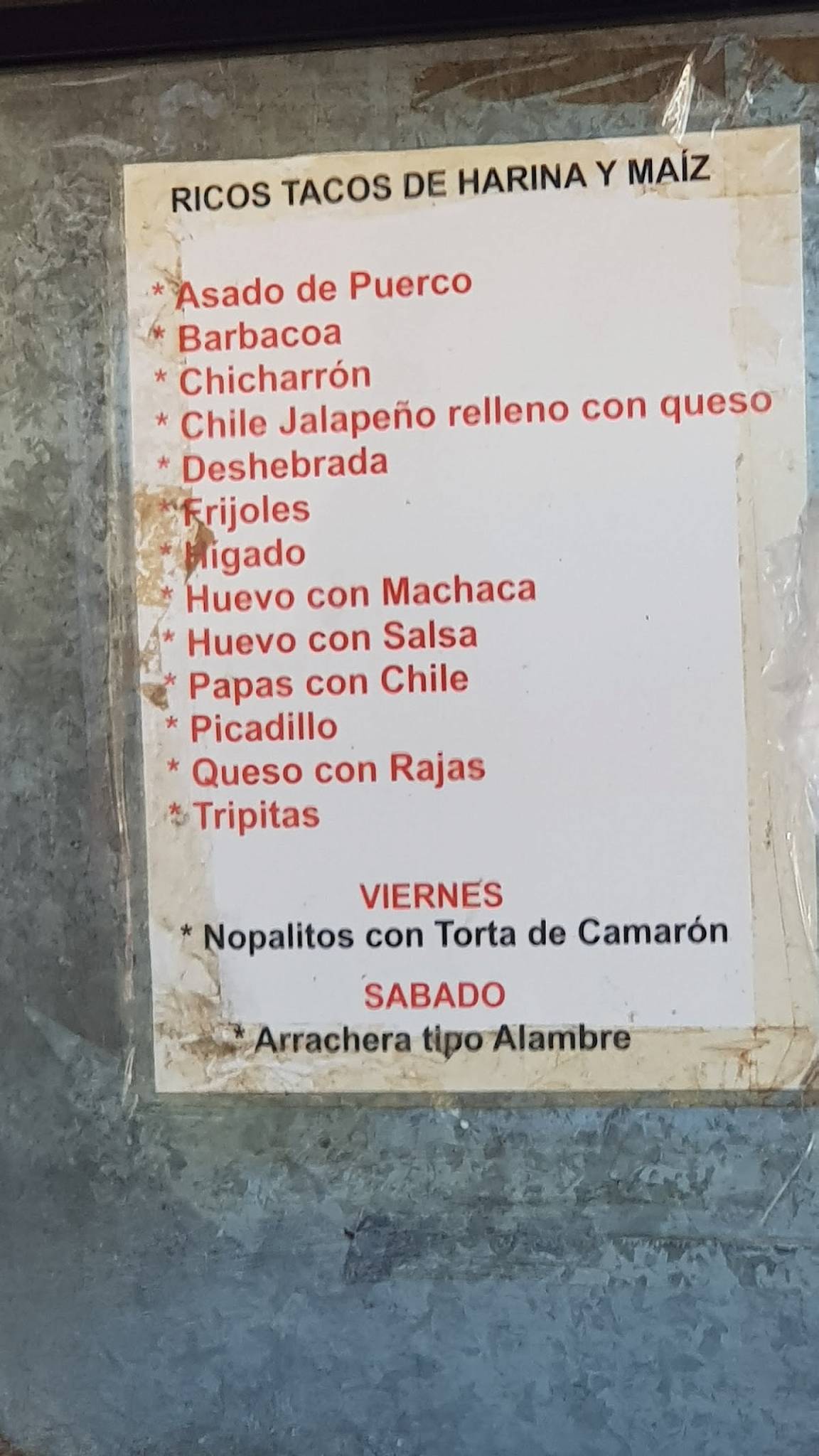 Carta del restaurante Tacos Doña Mary La Gritona, Monterrey, Av ...