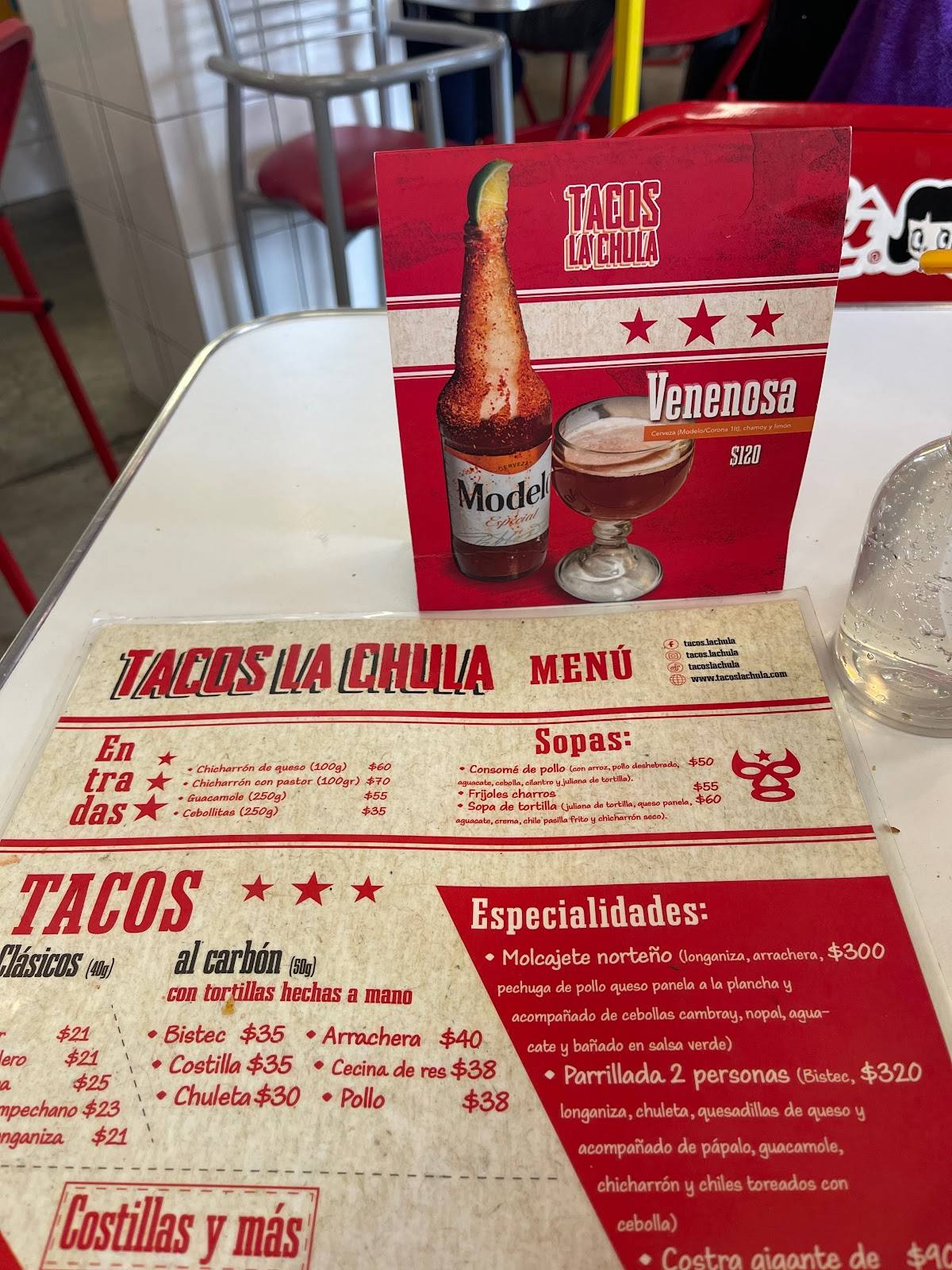 Carta del restaurante Tacos La Chula Revolución, Ciudad del México