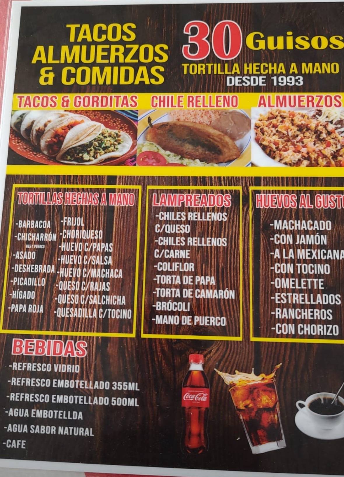 Carta del restaurante Tacos Tránsito (Pancho), Monterrey