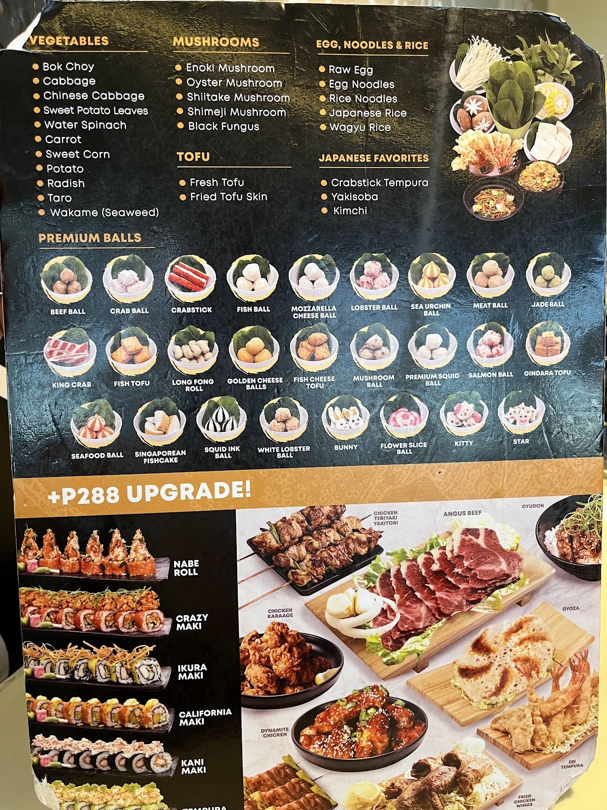 Menu at Nabe Unlimited Japanese Hotpot - Skyranch Tagaytay restaurant ...
