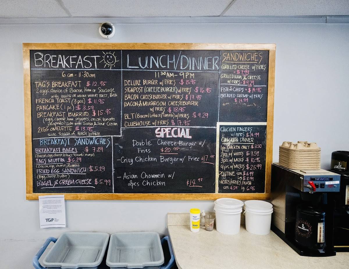 Menu at Tags restaurant, Watson Lake