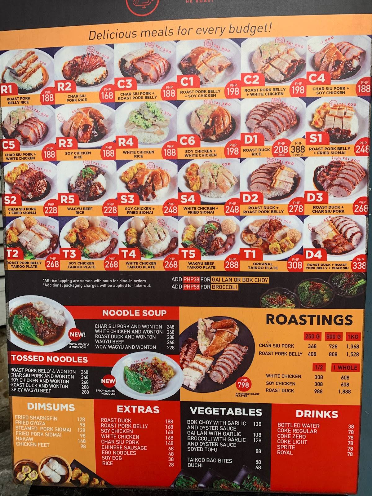Menu at Taikoo HK Roast restaurant, Makati, H258+9H4