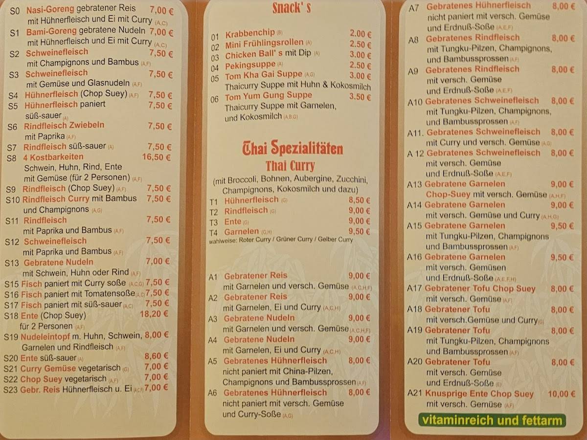 Speisekarte von Tan Do Asia Imbiss restaurant, Mosbach