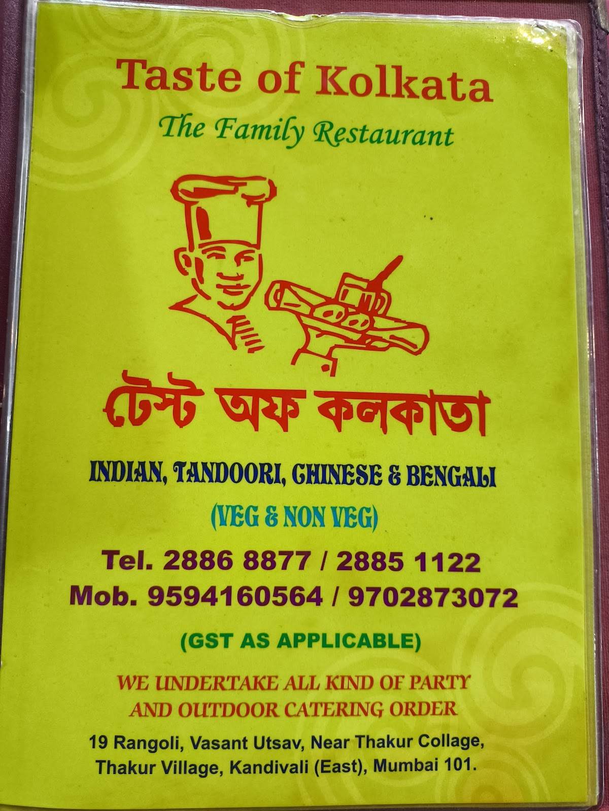Menu at Taste Of Kolkata The Family Restaurant, Mumbai, 18-19