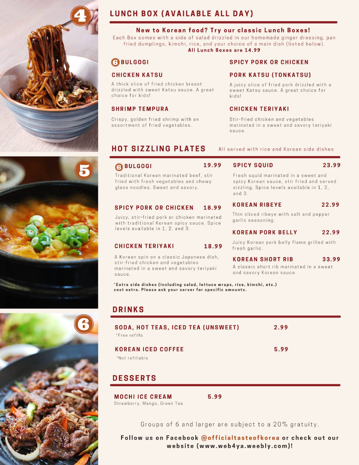 Menu at Taste Of Korea restaurant, Houston, FM 1960