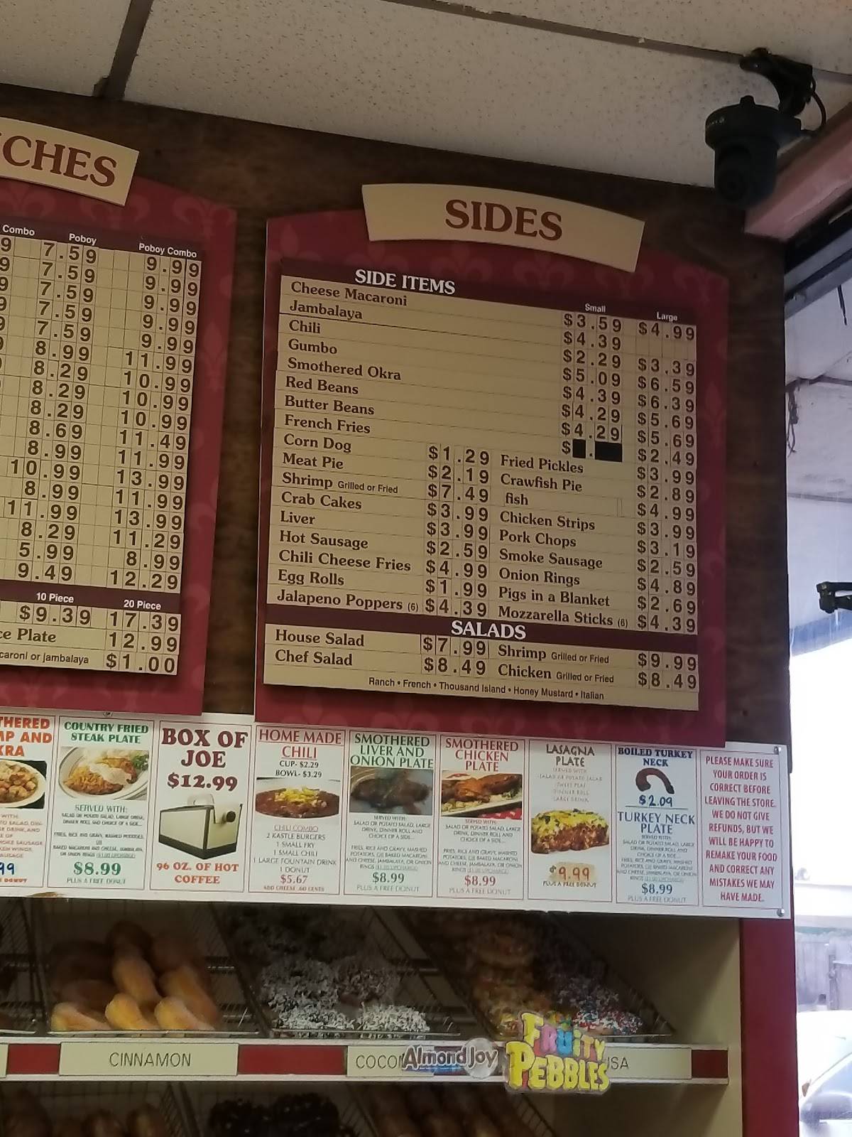 Menu at Tastee Donuts restaurant, Kenner, Loyola Dr # 2