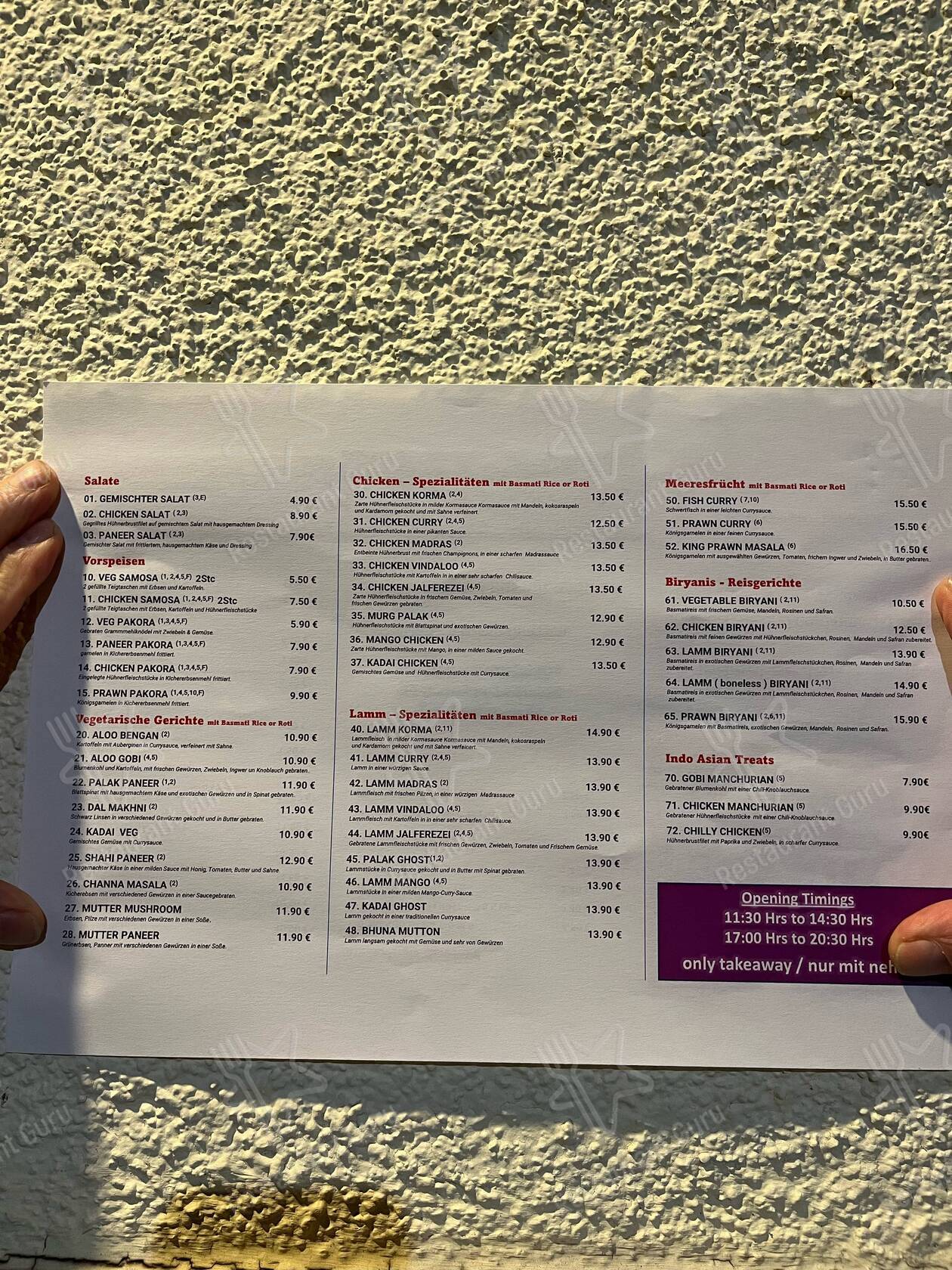 Menu at Tasty Treats restaurant, Seeheim-Jugenheim