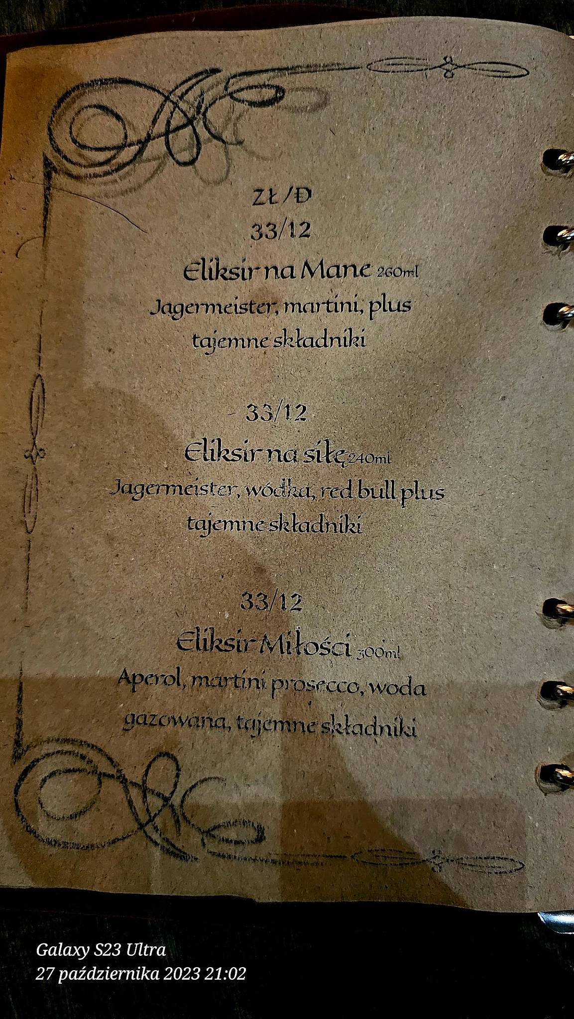 Menu at Tawerna Wilczy Dół restaurant, Kraków