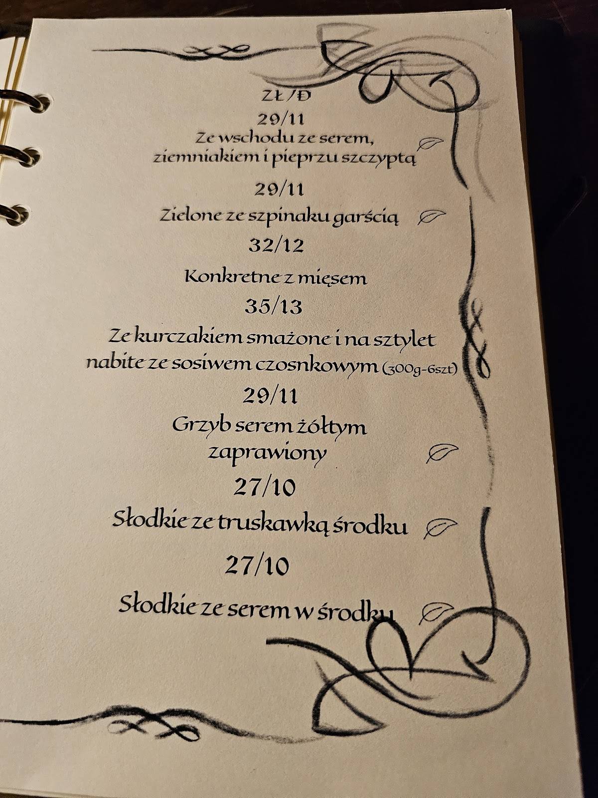 Menu at Tawerna Wilczy Dół restaurant, Kraków