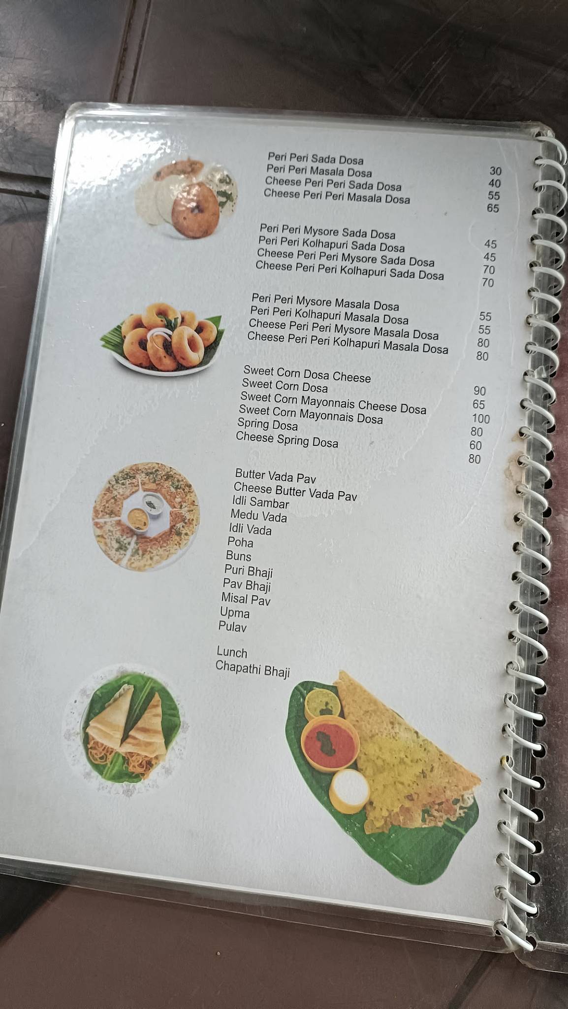 Menu at Tea Break - Dosa hut, Mangaluru