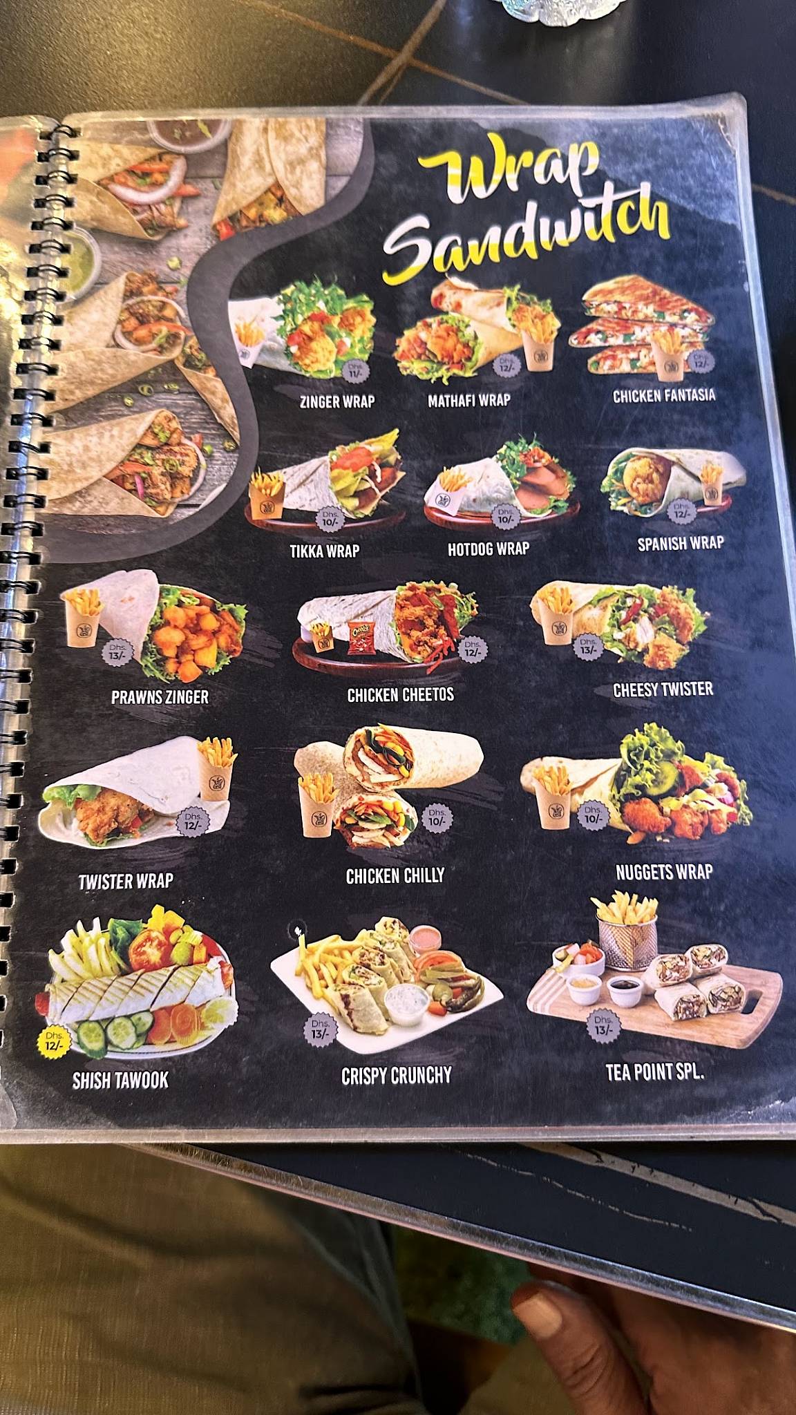 Carta de Tea POINT cafeteria restorent,THATHANTE CHAYAKADA, Ajman