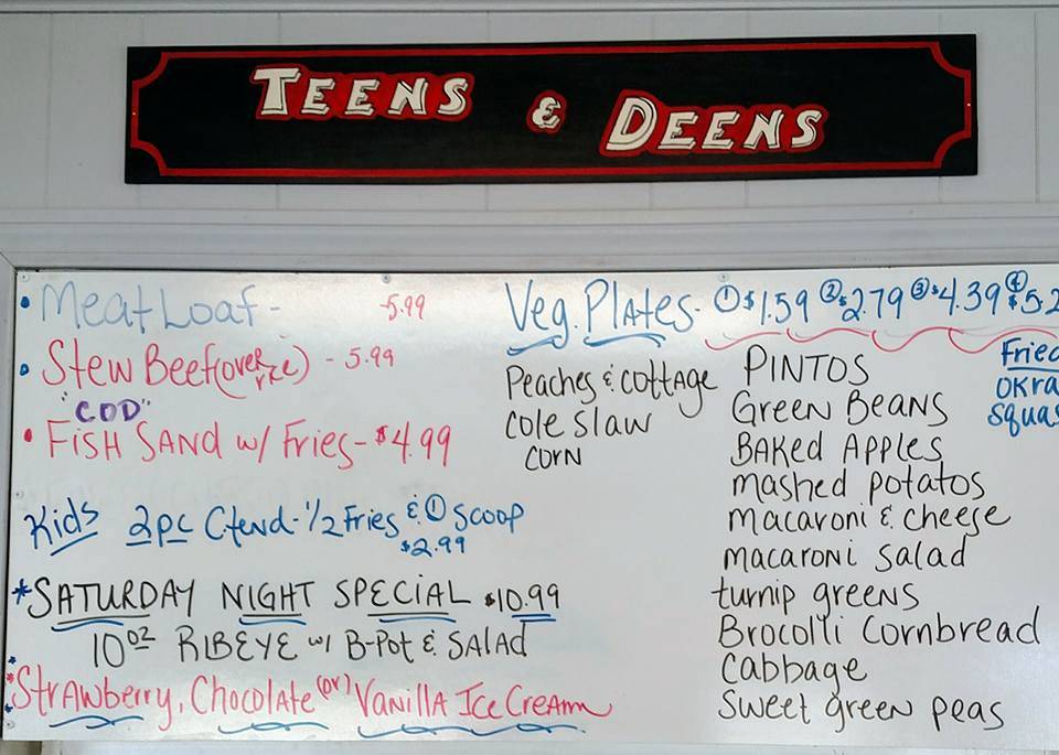 Menu at Teens & Deens Country Kitchen restaurant, Township of Taylorsville