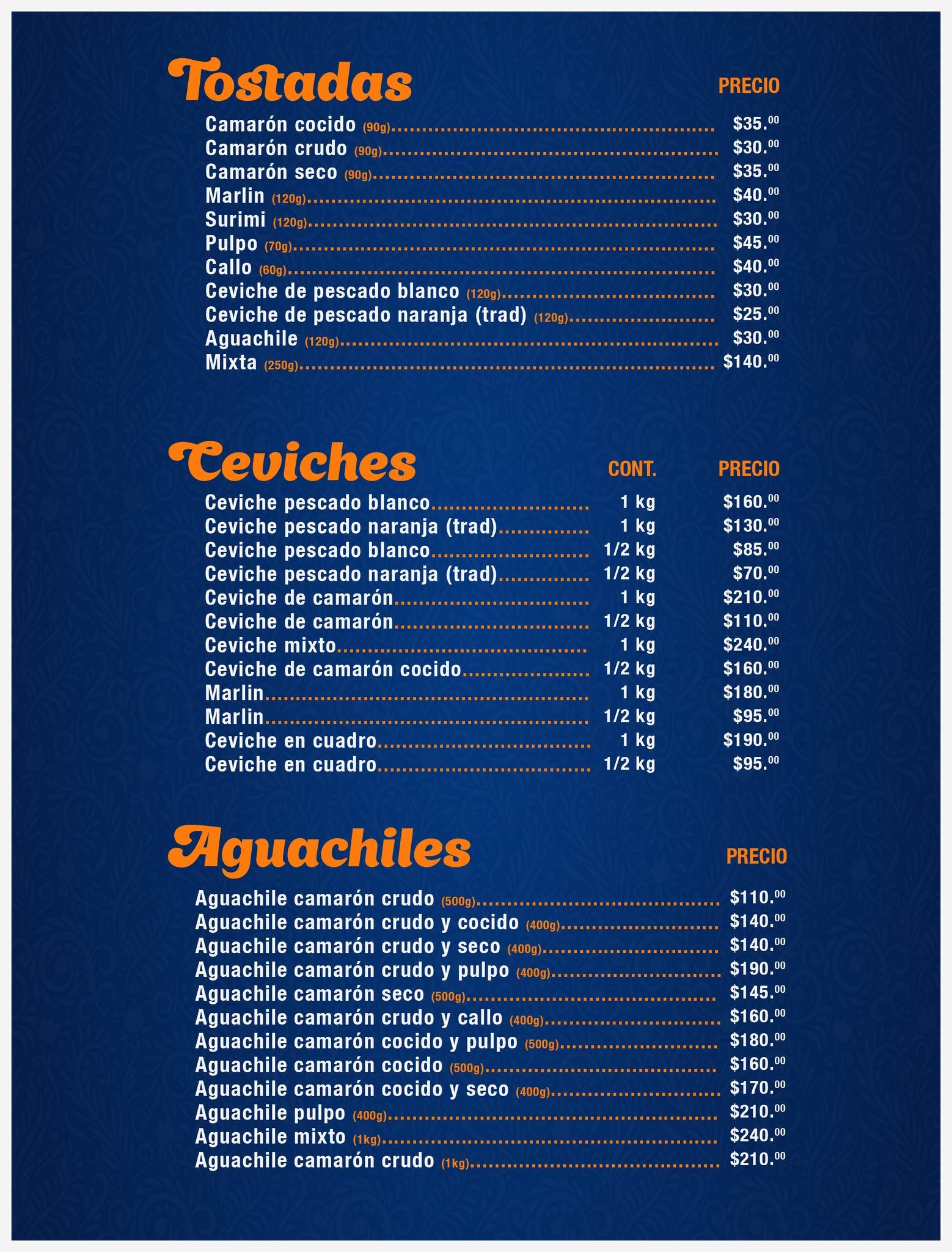 Menu at La More Restaurant, Tepic
