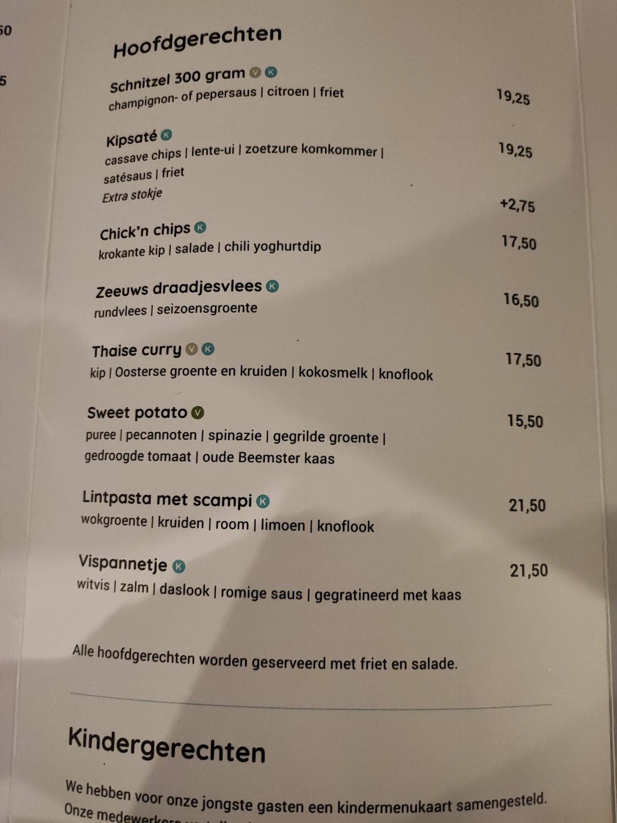 Speisekarte von Terrascafé Roompot Beach Resort, Kamperland