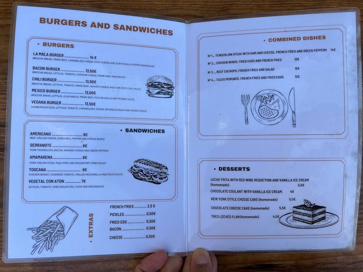 Carta de Terraza La Mala Racha café bar, Sansol
