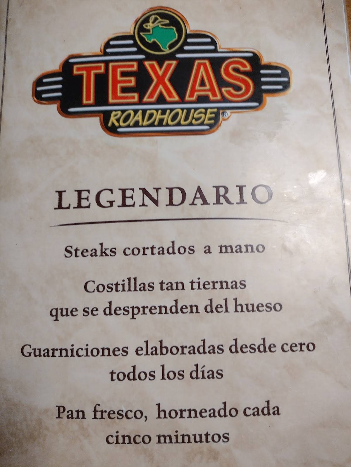 Carta del restaurante Texas Roadhouse Mérida, Merida
