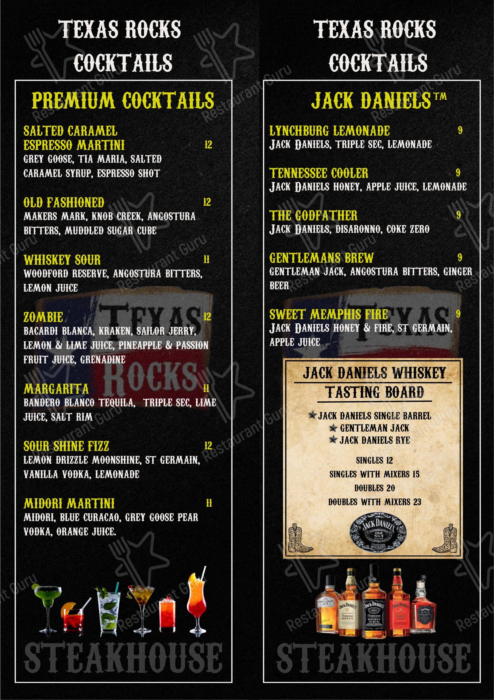 Menu at Texas Rocks restaurant, Yeovil