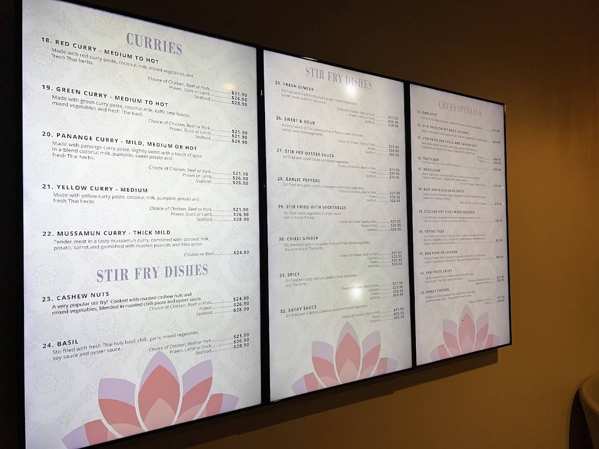 Menu at Thai Taste 2 restaurant, Rockhampton City