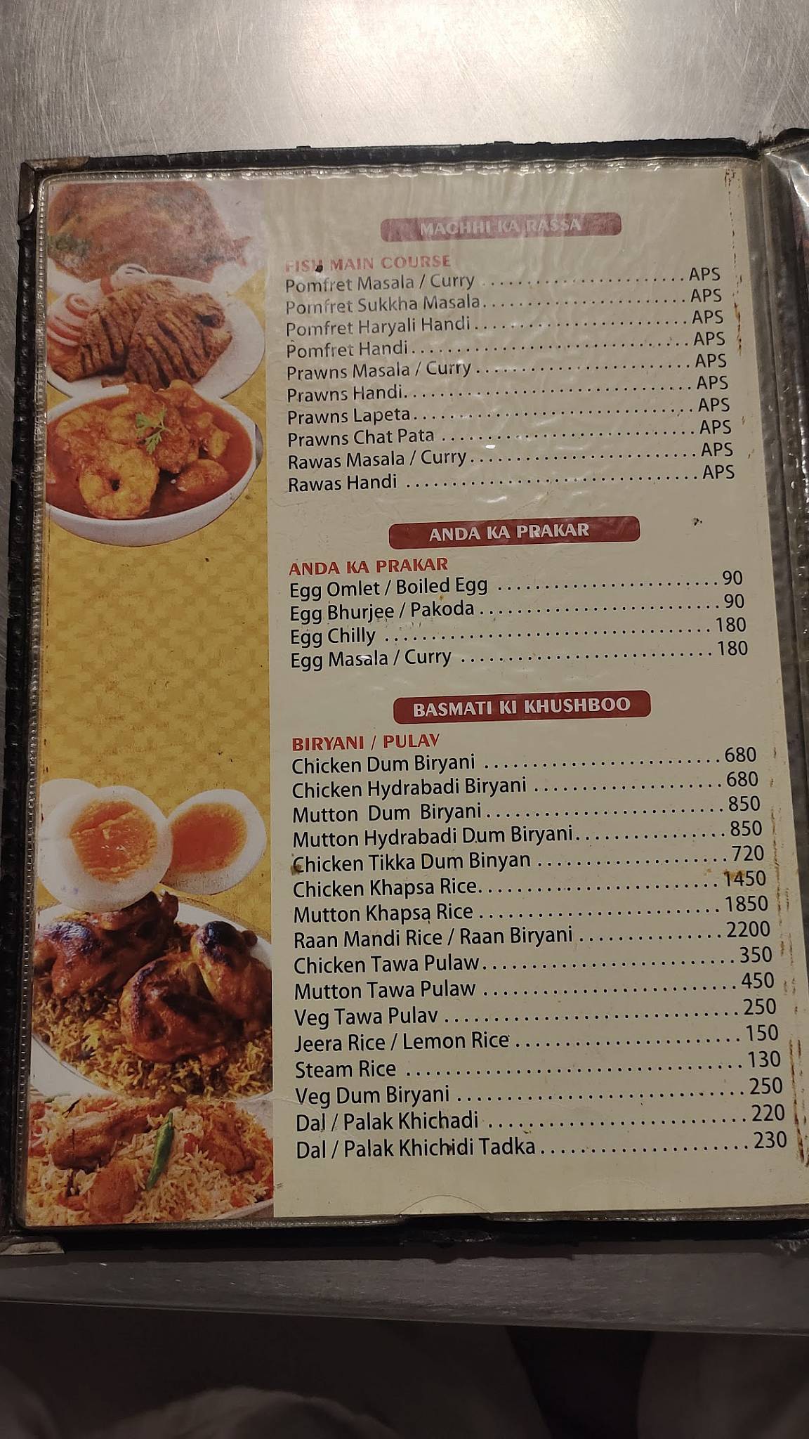Menu at Sanaya Dhaba, Mumbai, NH 48