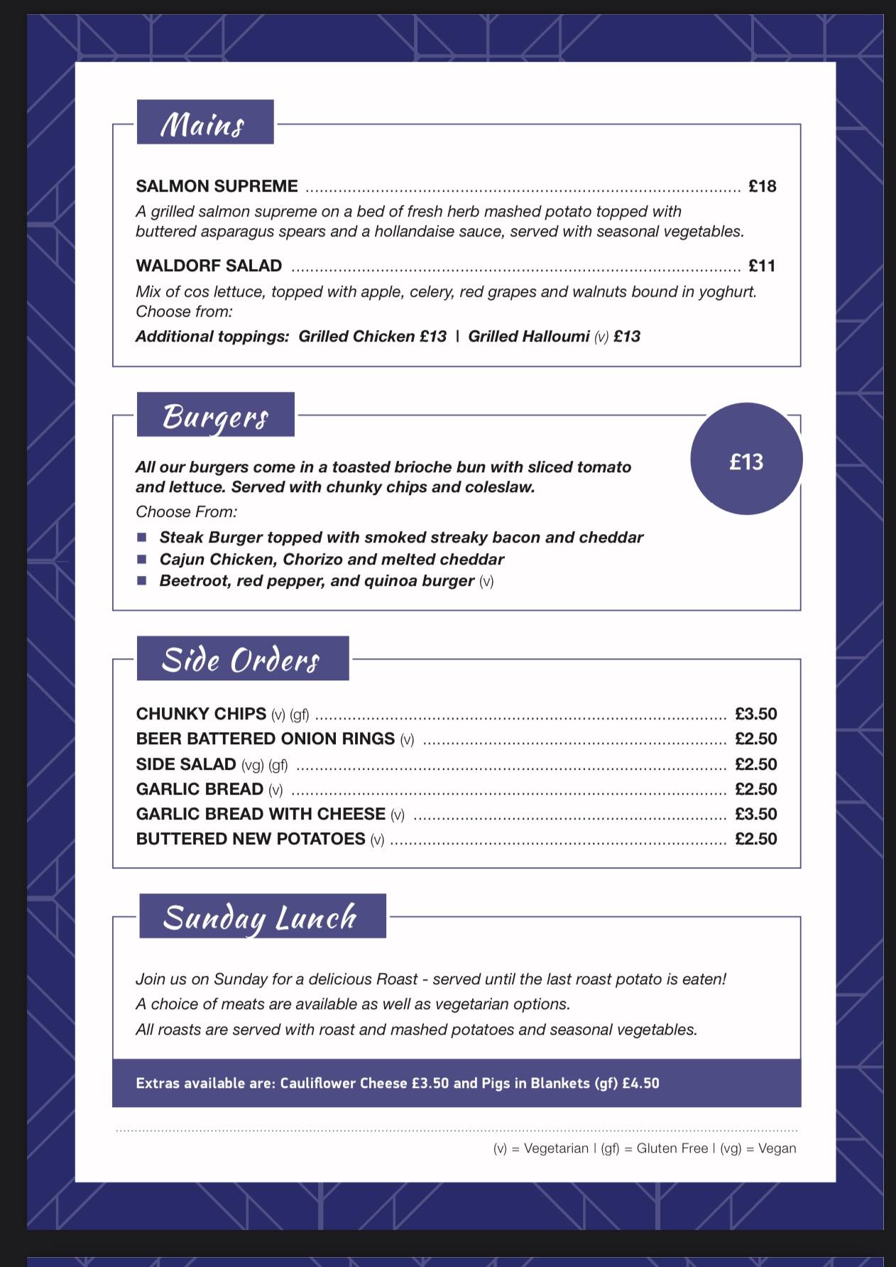 Menu at The Alvanley Arms pub & bar, Tarporley, Cotebrook