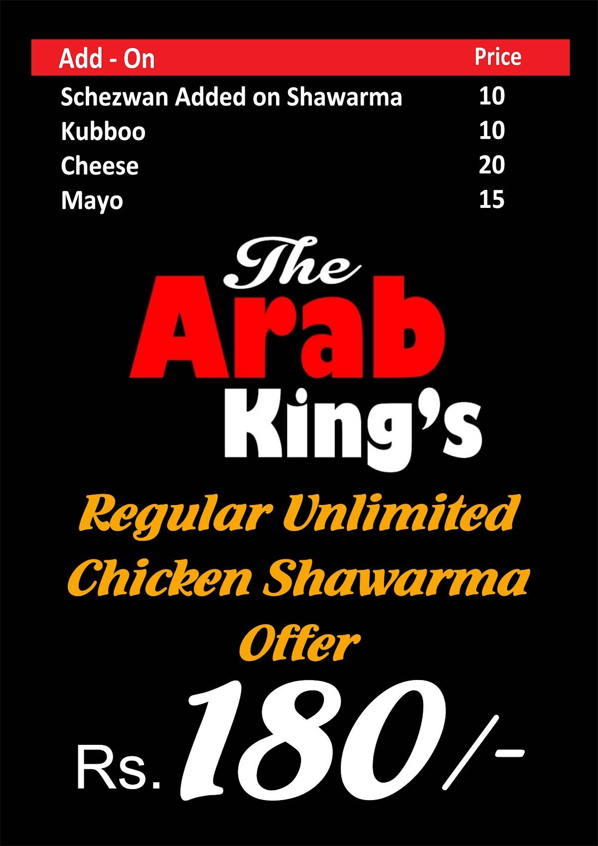 Menu at The Arab Kings, Chennai