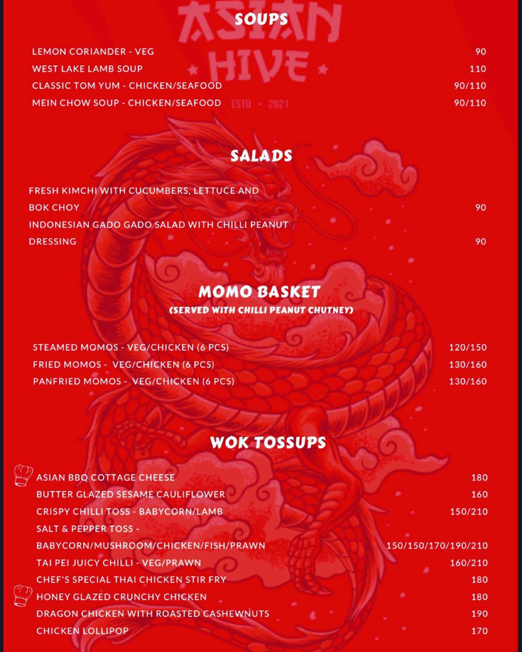 Menu at The Asian Hive, Chennai, NO.88