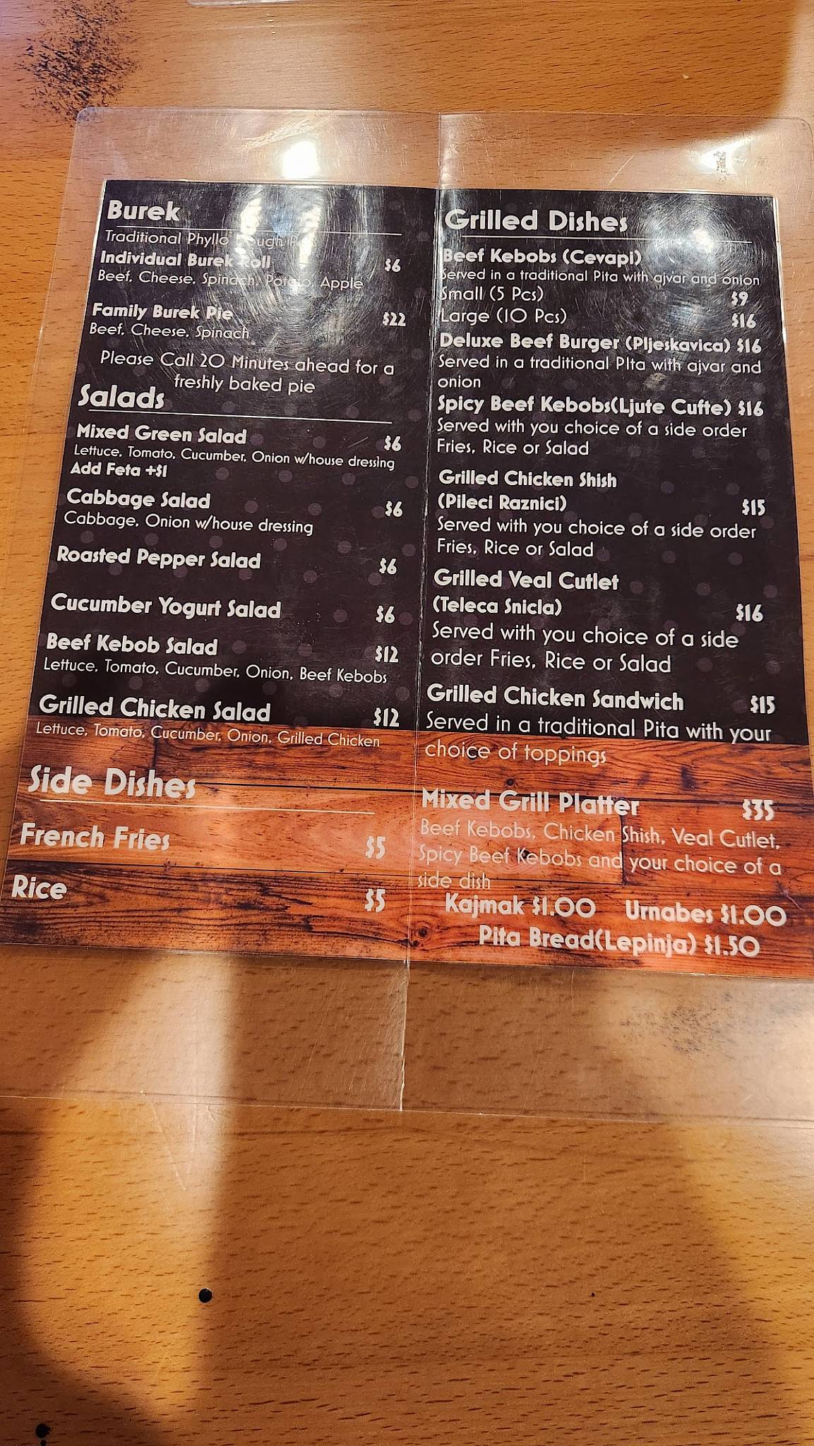 Menu at The Balkan Kitchen restaurant, Cliffside Park