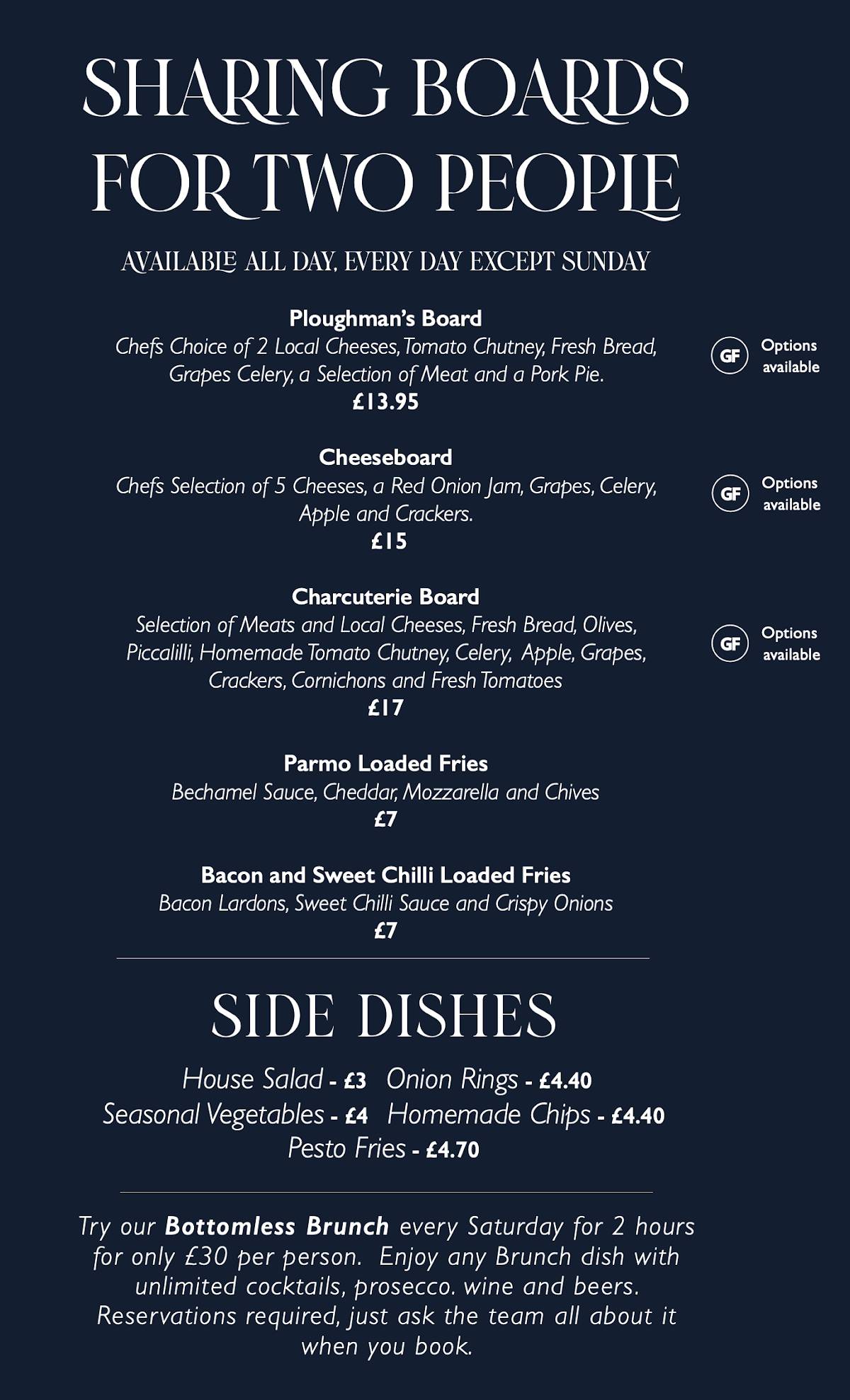 Menu at The Bank In Stokesley restaurant, Stokesley