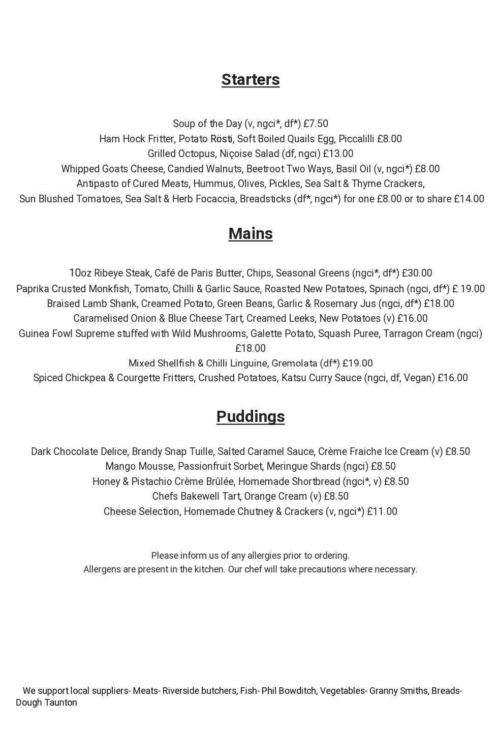 Menu at The Bank Kitchen & Bar, Taunton