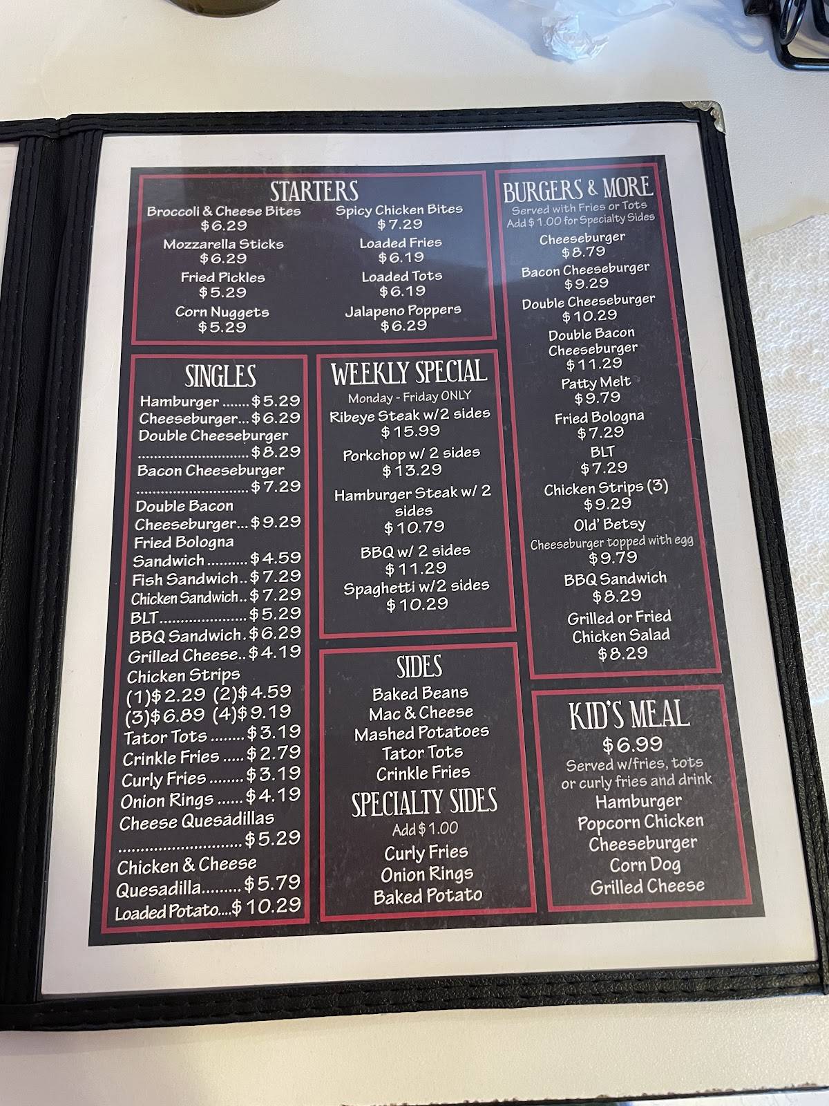 Menu at The Barn, Mount Pleasant