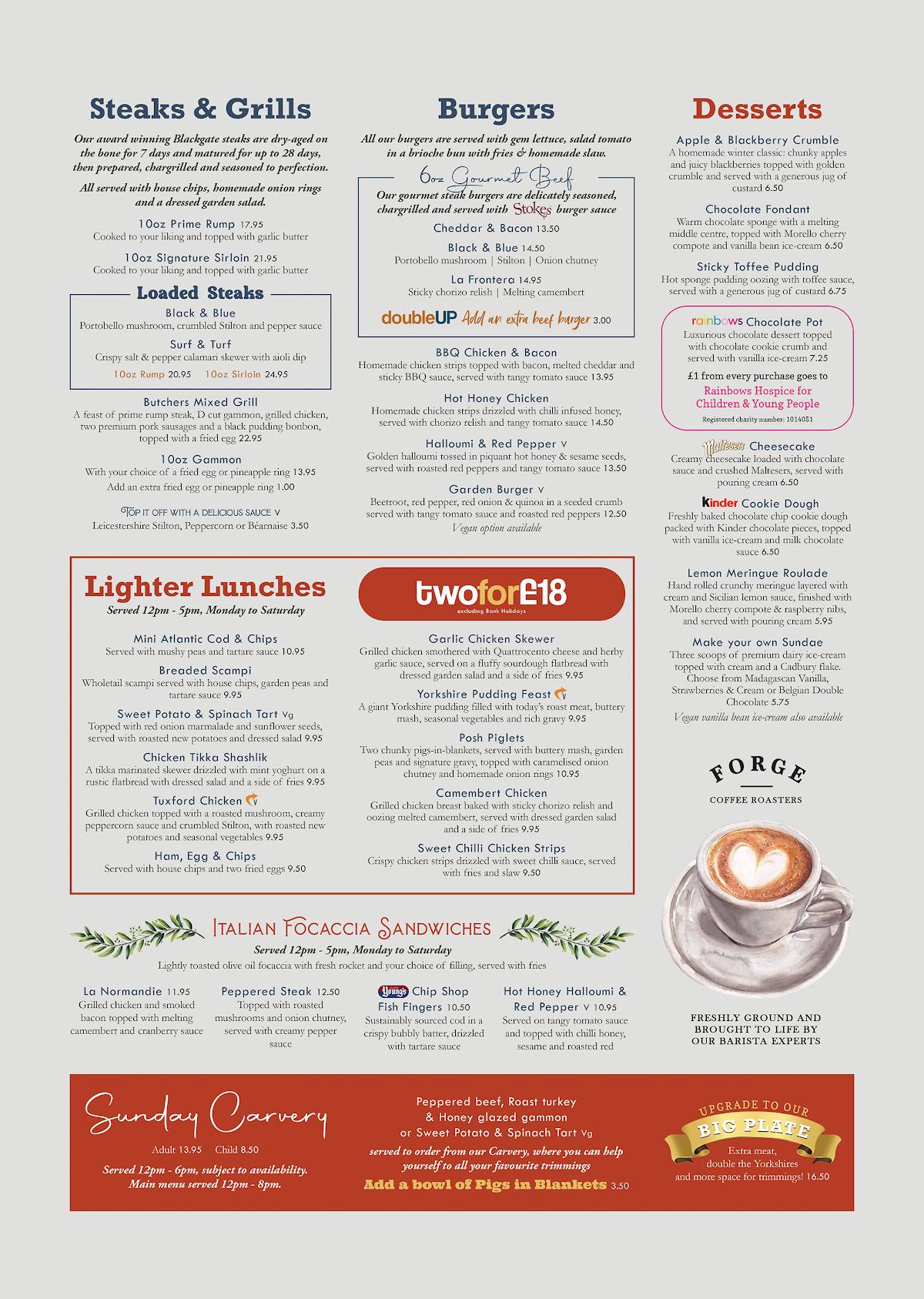 Menu at The Beacon Hotel pub & bar, Burton upon Trent
