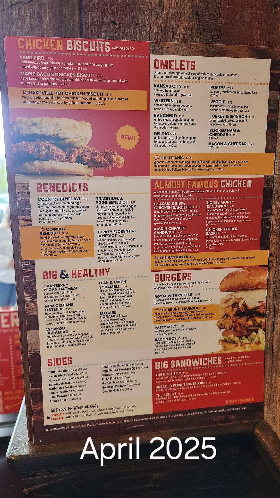 Menu at The Big Biscuit restaurant, Lawrence
