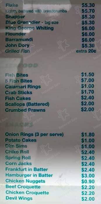 Menu at The Big Catch fast food, Cranbourne West