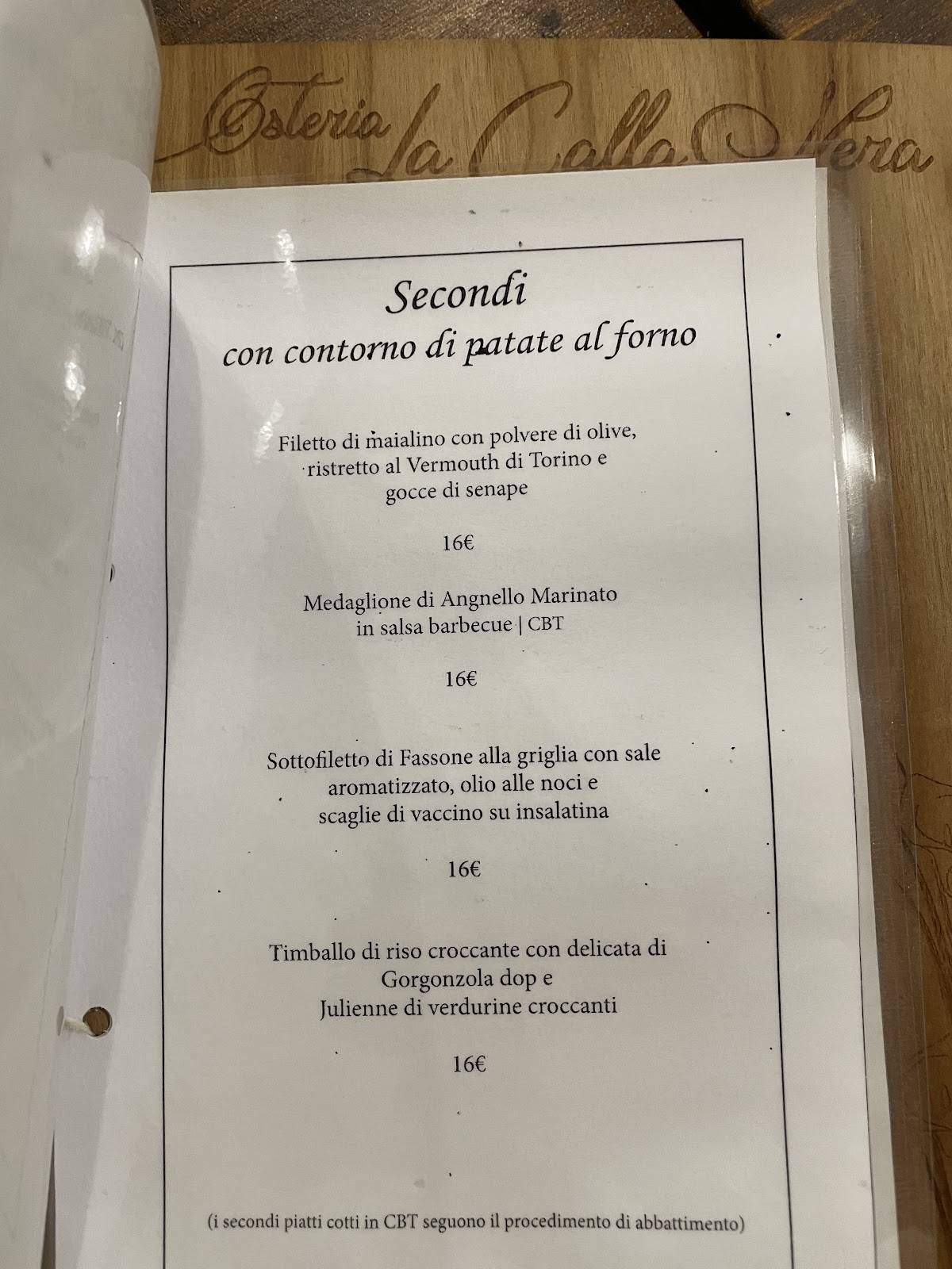 Menu da La Calla Nera ristorante, Romano Canavese