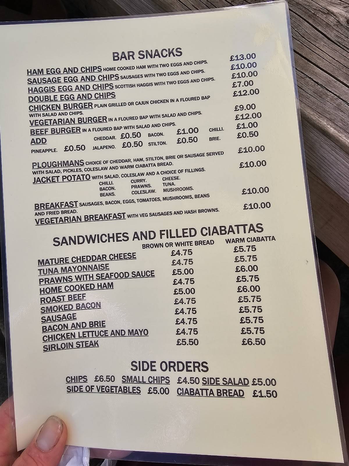 Menu at The Blue Ball pub & bar, Chesham