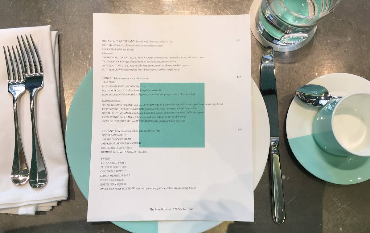 Menu at Blue Box Café by Daniel Boulud cafe, West New York, 6th Floor