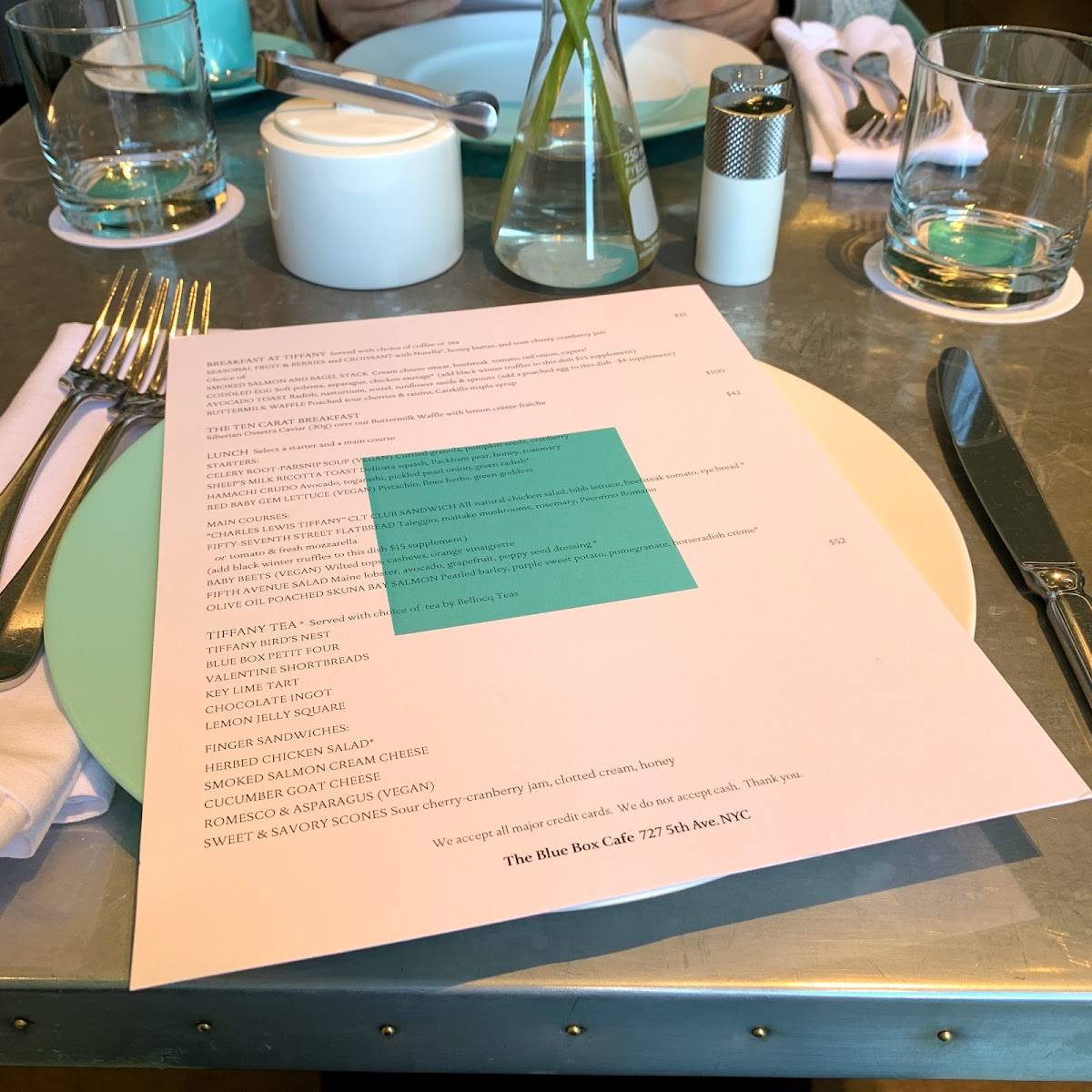 Menu at Blue Box Café by Daniel Boulud cafe, West New York, 6th Floor