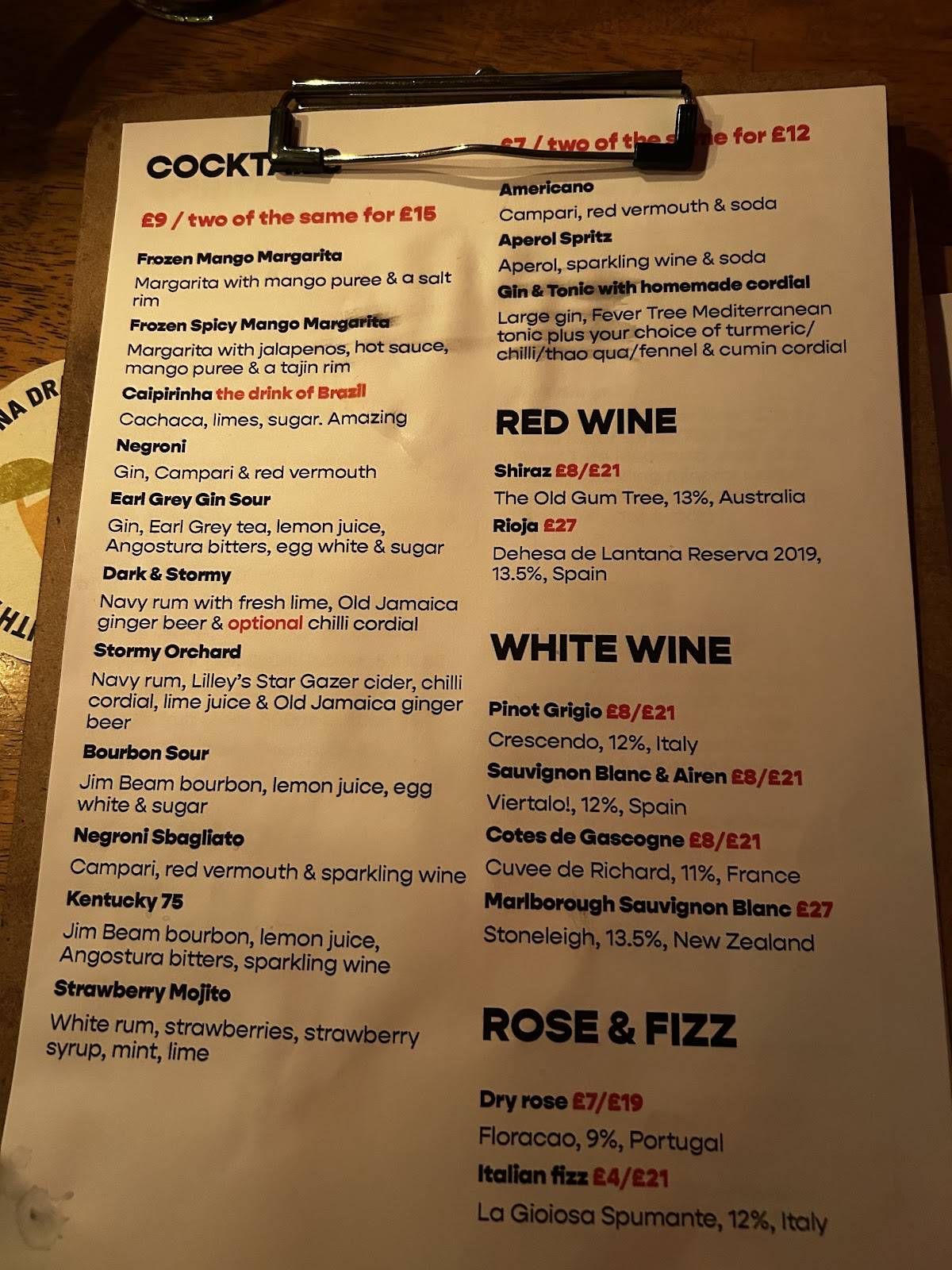 Menu at The Blue Fish Cafe & Restaurant, Portland