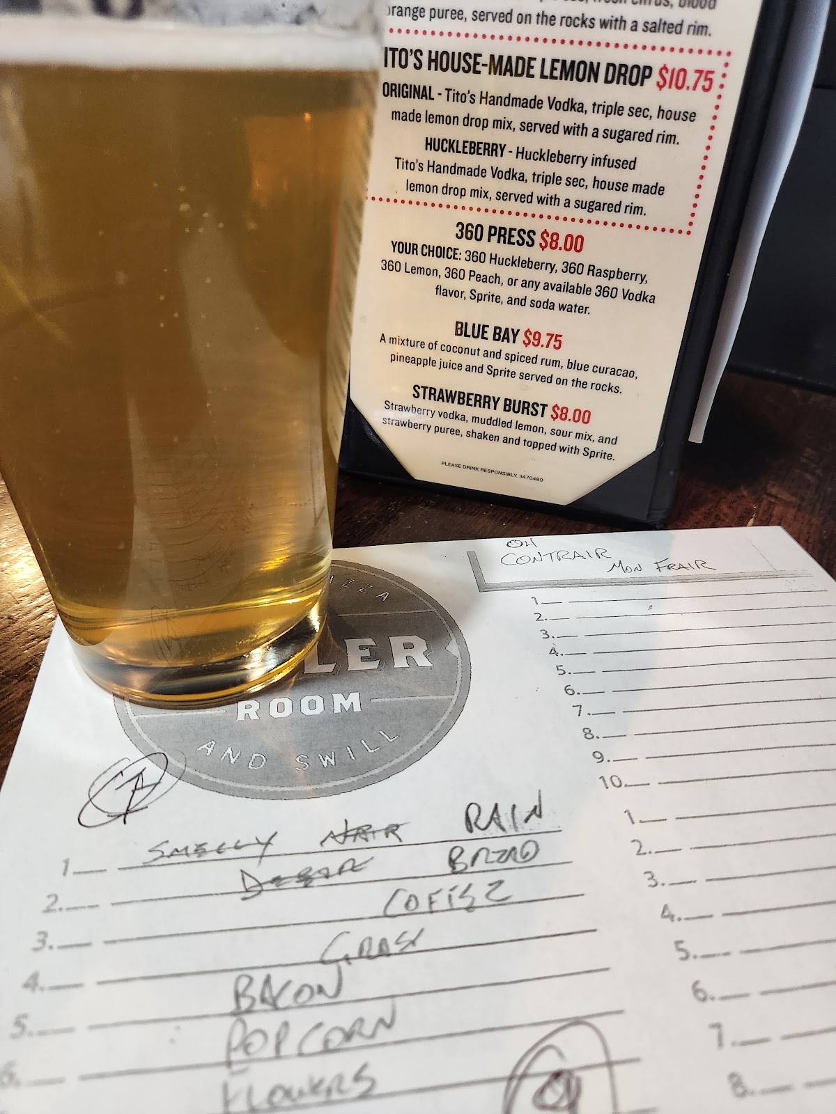Menu at The Boiler Room pub & bar, Spokane