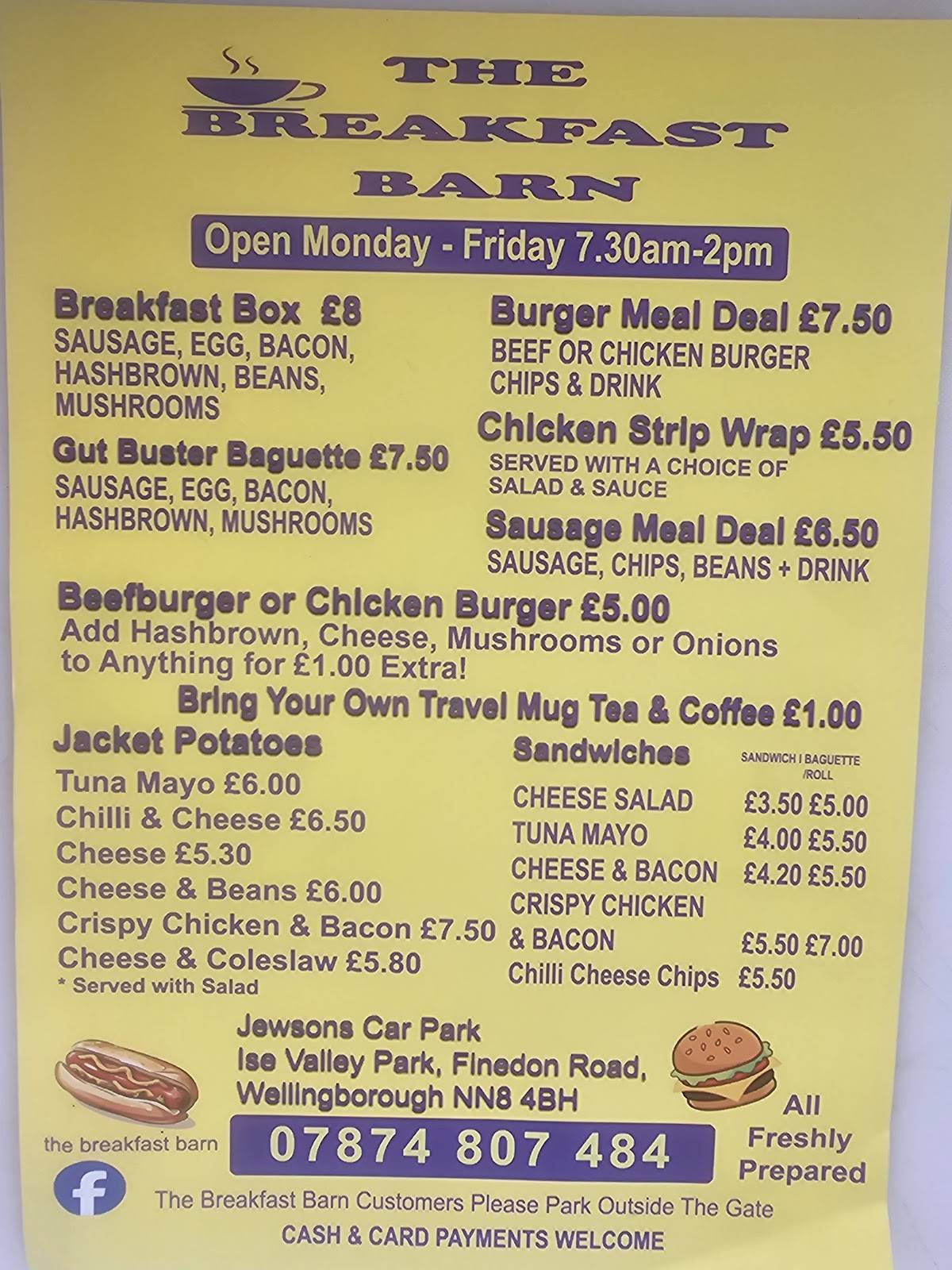 Carta de The Breakfast barn limited, Wellingborough