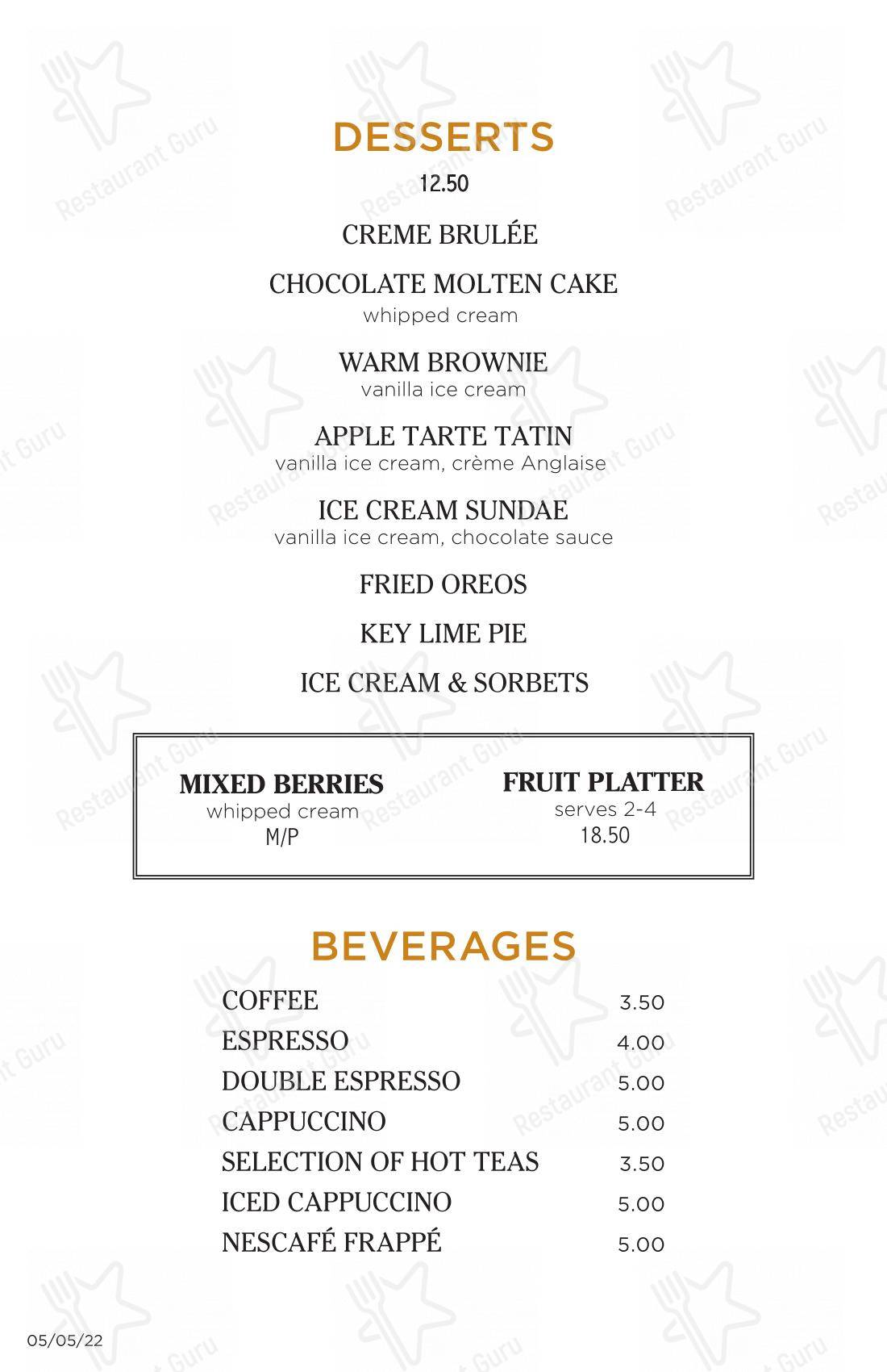 Menu at The Bryant restaurant, Huntington Station