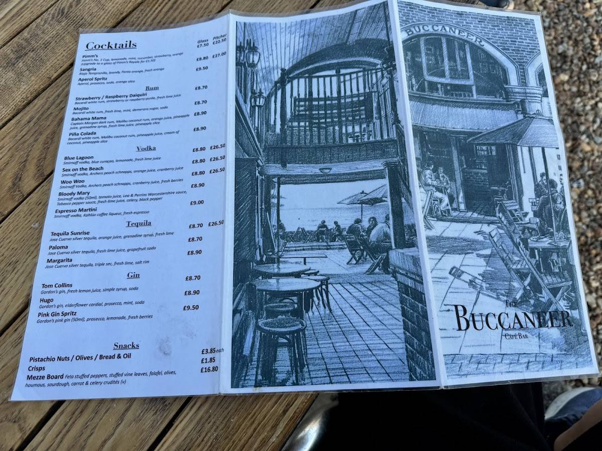 Menu at The Buccaneer cafe, Brighton