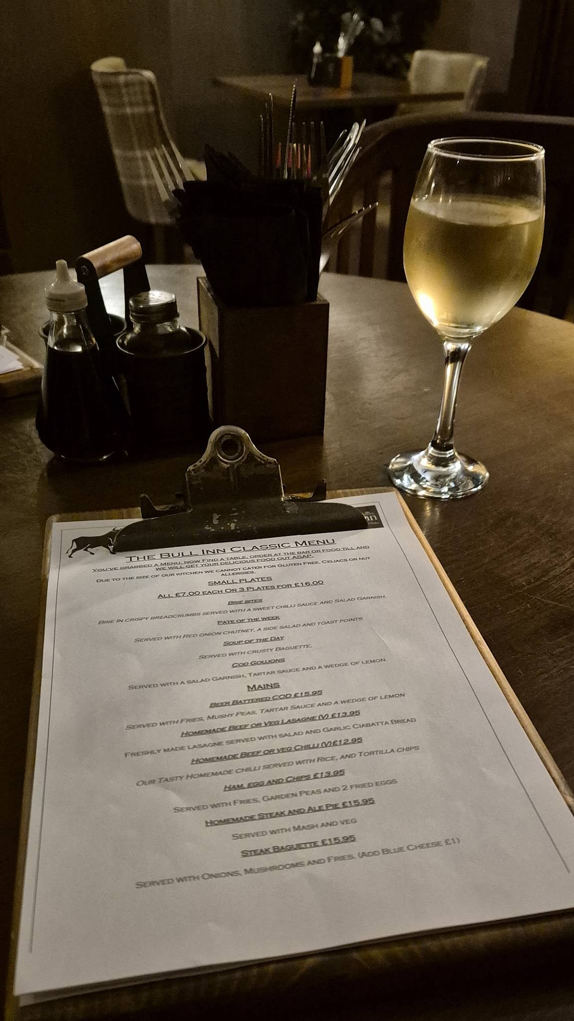 Menu at The Bull Inn pub & bar, Shrewsbury