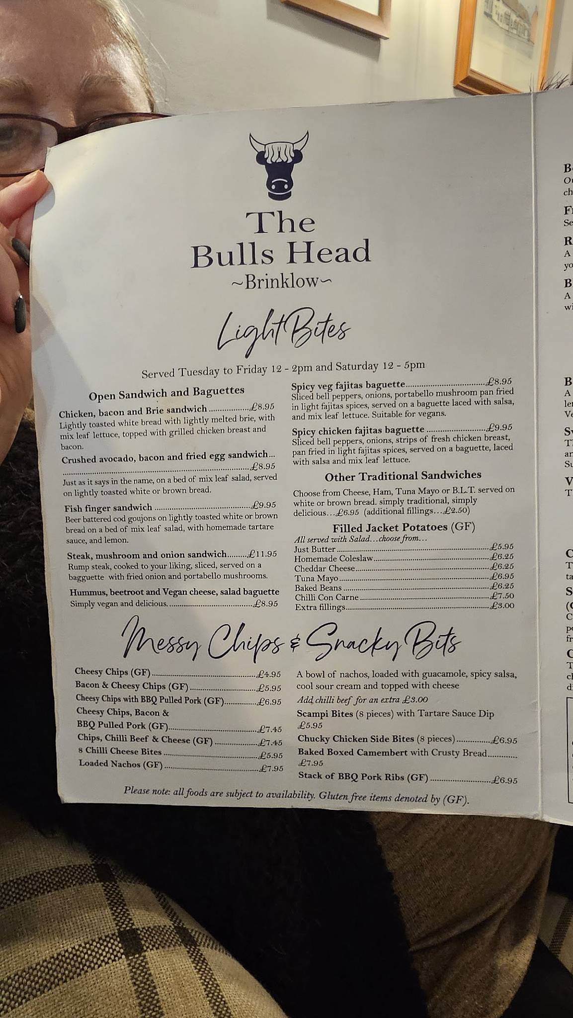 Menu at The Bulls Head pub & bar, Brinklow