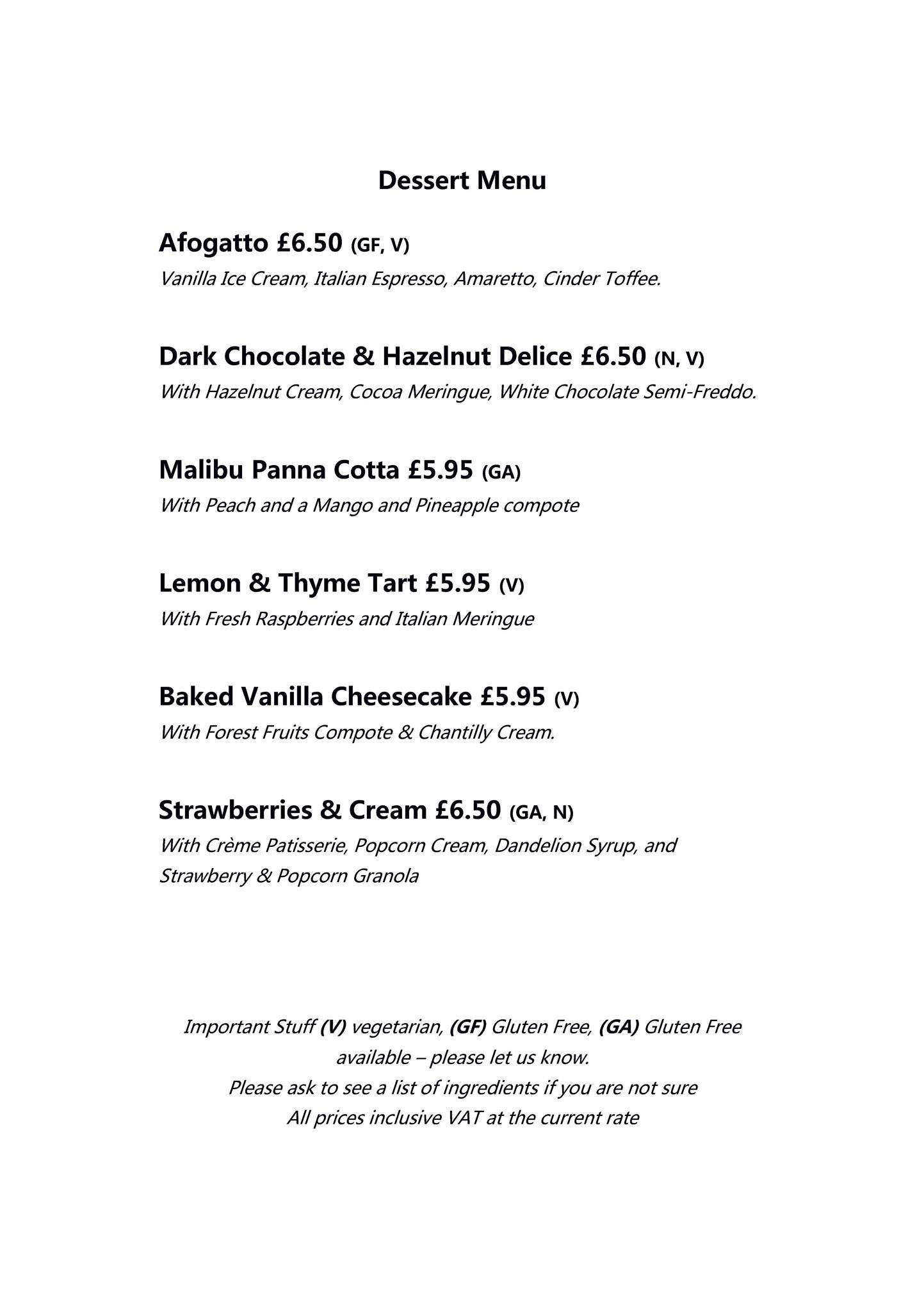 Menu at The Cecil Restaurant, Scarborough